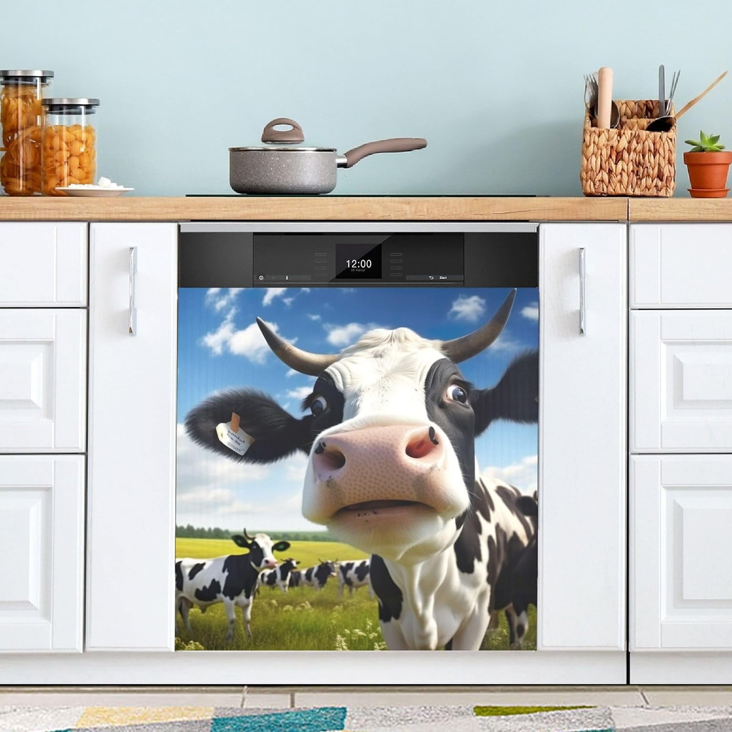 Coolnut Magnetic Dishwasher Stickers Cute Cow Kitchen Dishwasher Cover ...