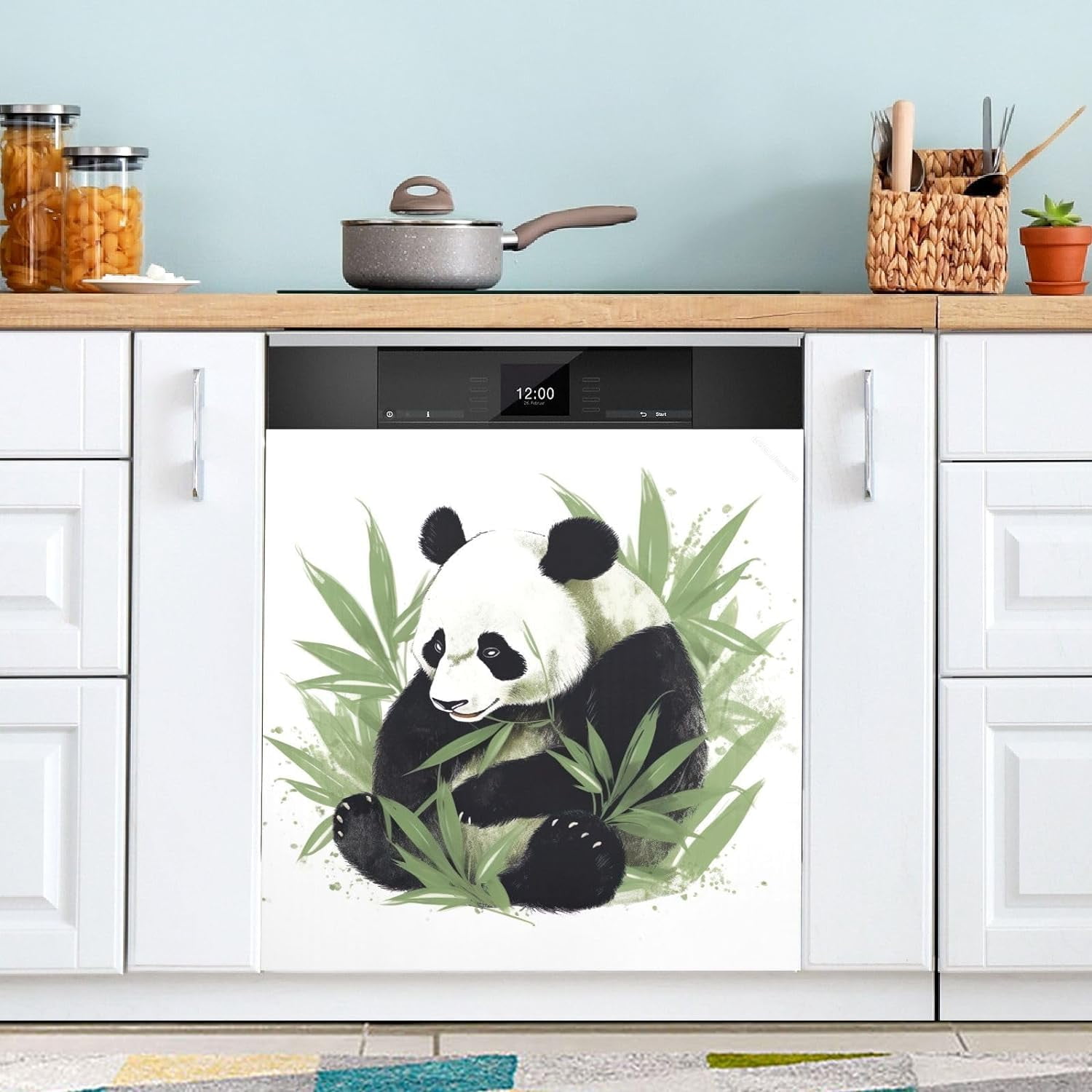 Coolnut Magnetic Dishwasher Stickers Cute Panda Bear Kitchen Dishwasher ...