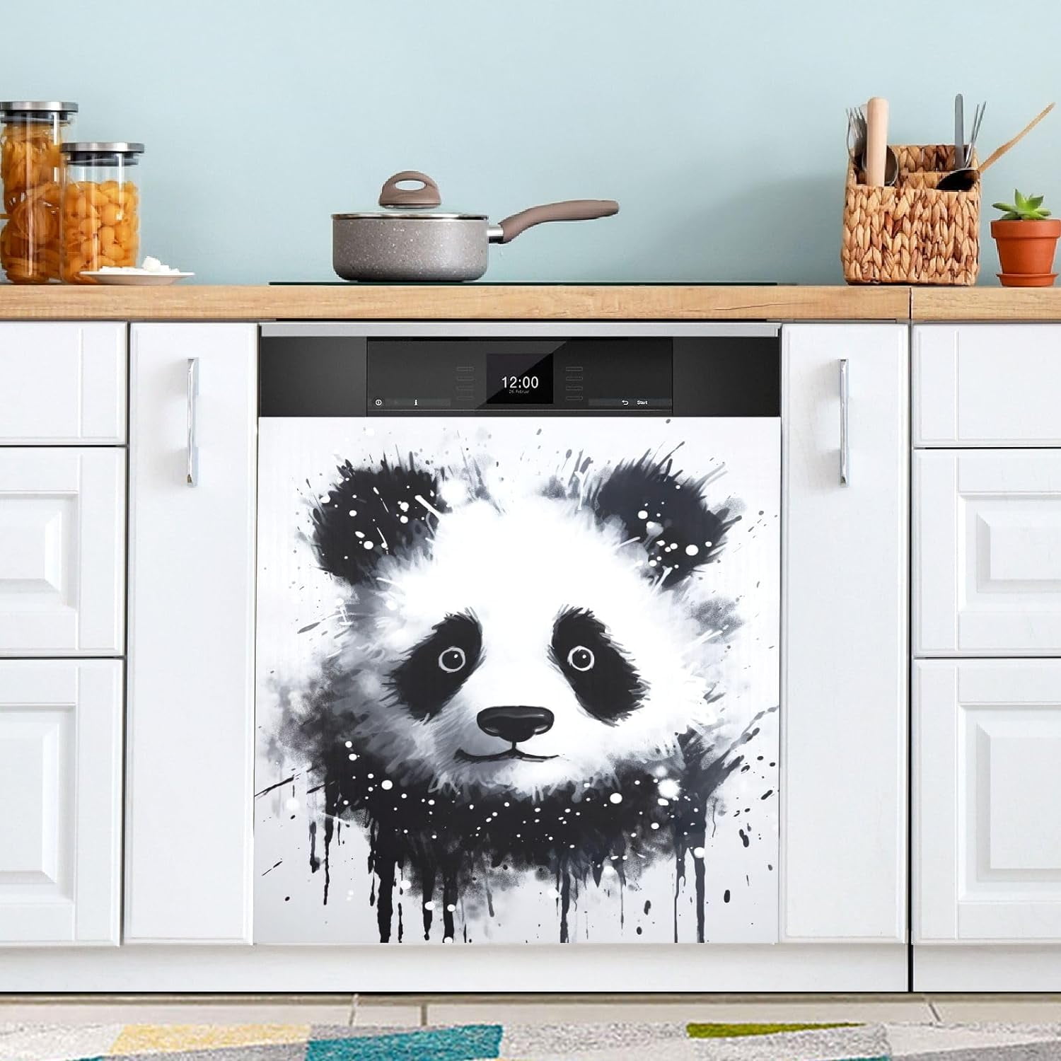 Coolnut Magnetic Dishwasher Stickers Cute Panda Kitchen Dishwasher ...
