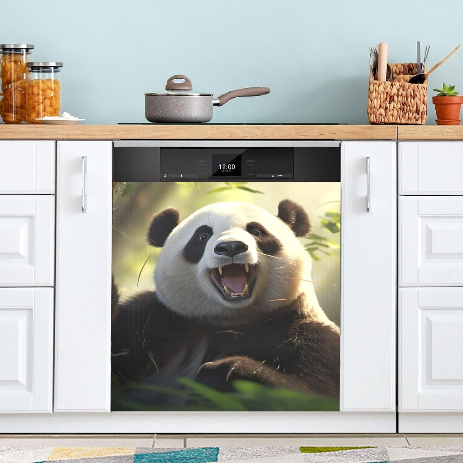 Coolnut Magnetic Dishwasher Stickers Cute Panda Kitchen Dishwasher ...
