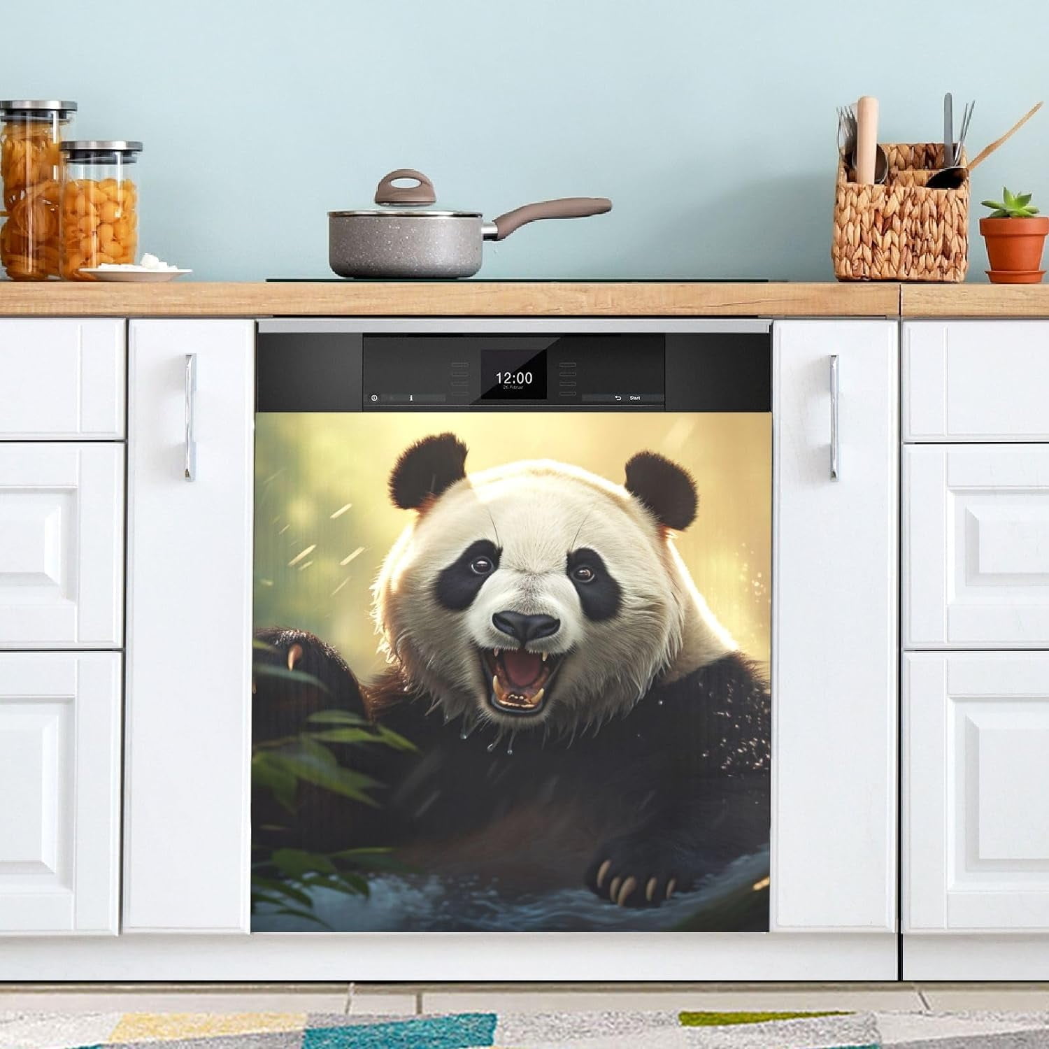Coolnut Magnetic Dishwasher Stickers Cute Panda Kitchen Dishwasher ...