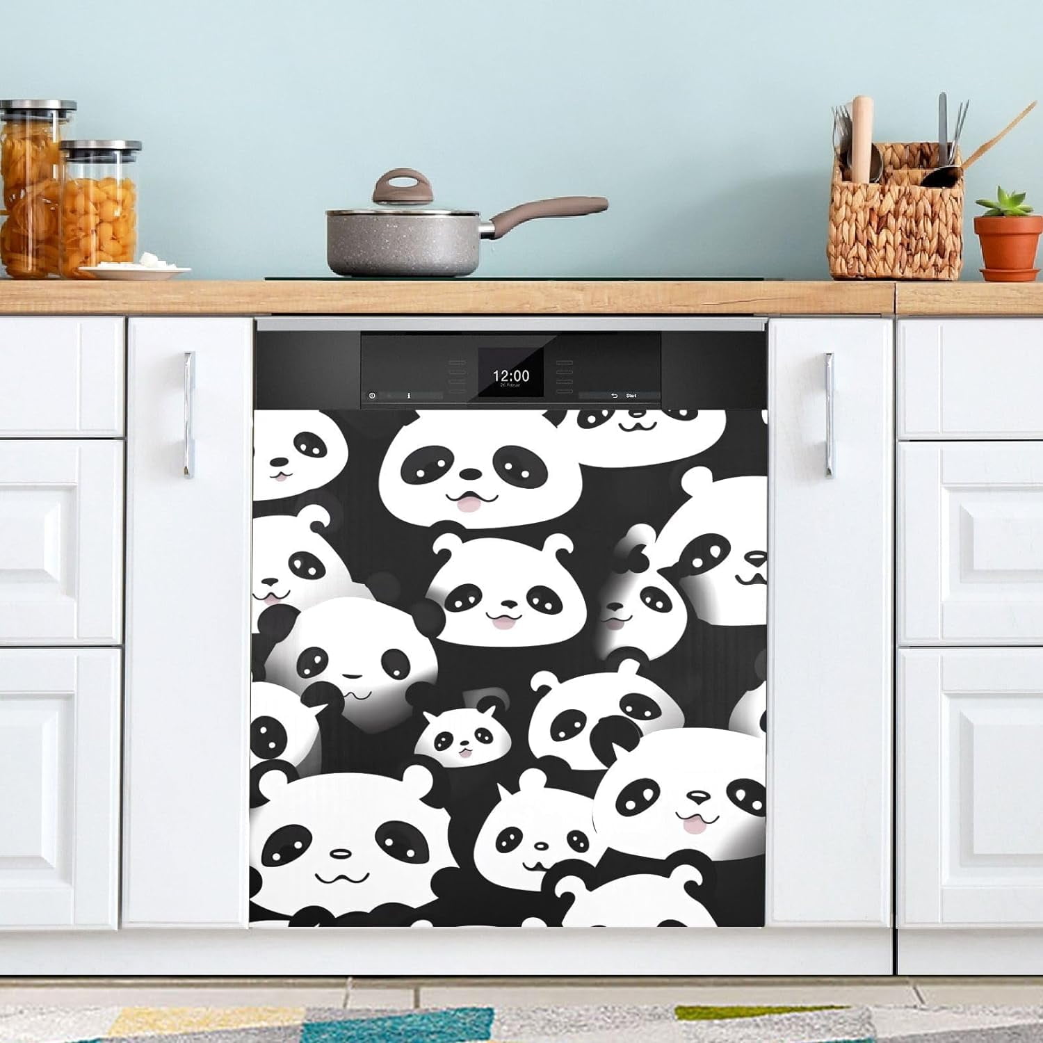 Coolnut Magnetic Dishwasher Stickers Cute Panda Kitchen Dishwasher ...