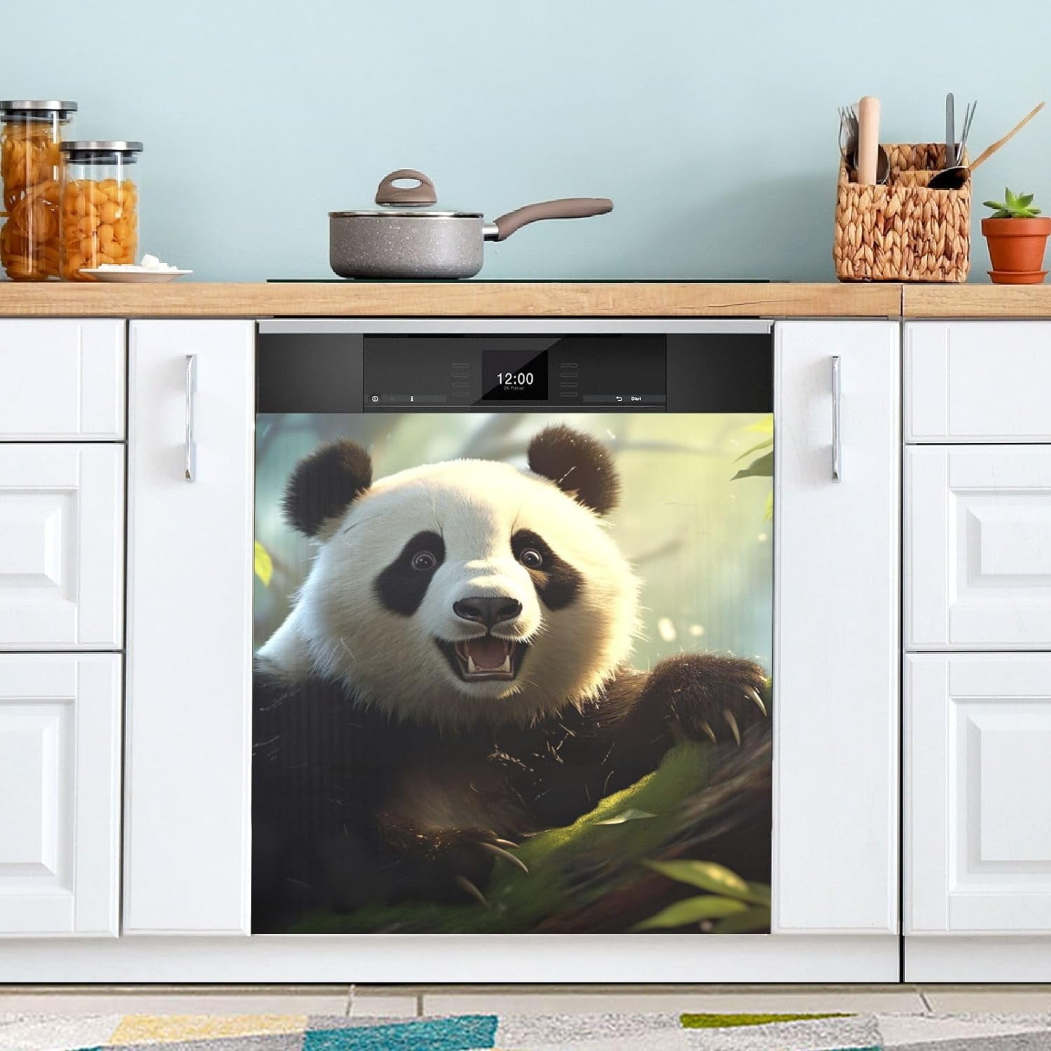 Coolnut Magnetic Dishwasher Stickers Cute Panda Kitchen Dishwasher ...