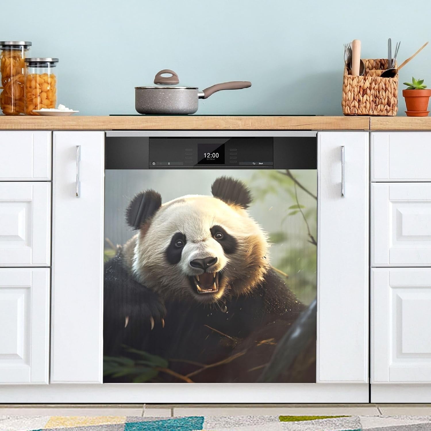 Coolnut Magnetic Dishwasher Stickers Cute Panda Kitchen Dishwasher ...