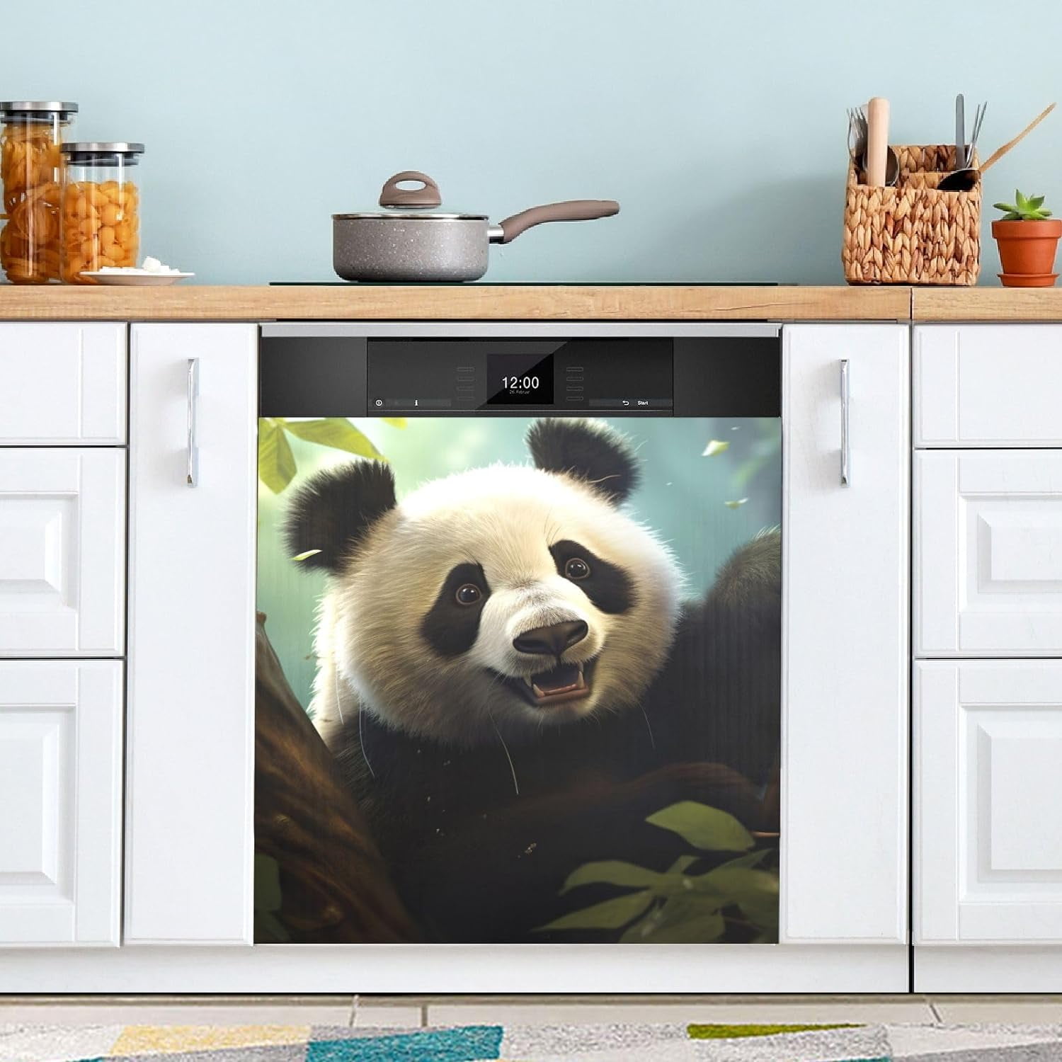 Coolnut Magnetic Dishwasher Stickers Cute Panda Kitchen Dishwasher ...