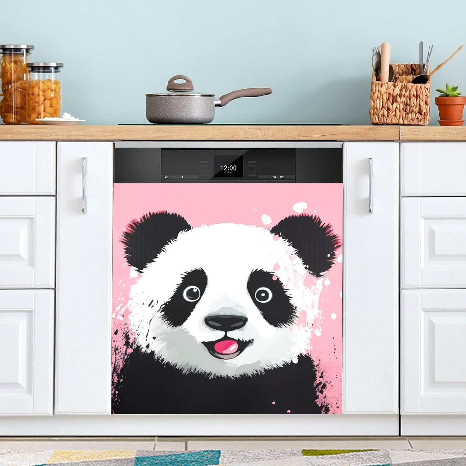 Coolnut Magnetic Dishwasher Stickers Cute Panda Pink Kitchen Dishwasher ...