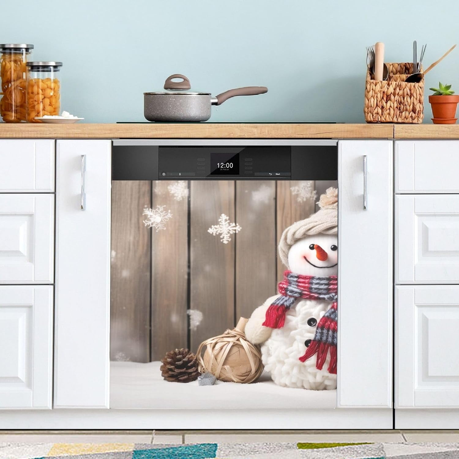 Coolnut Magnetic Dishwasher Stickers Cute Snowman Kitchen Dishwasher ...