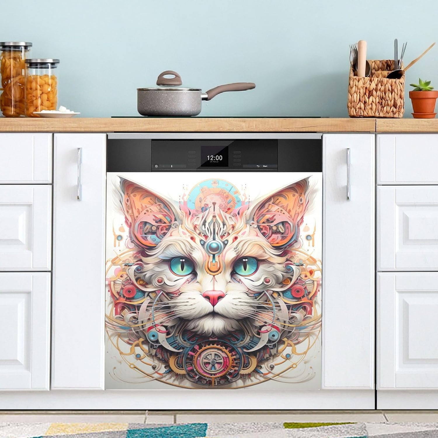 Coolnut Magnetic Dishwasher Stickers Fantasy Cat Kitchen Dishwasher ...
