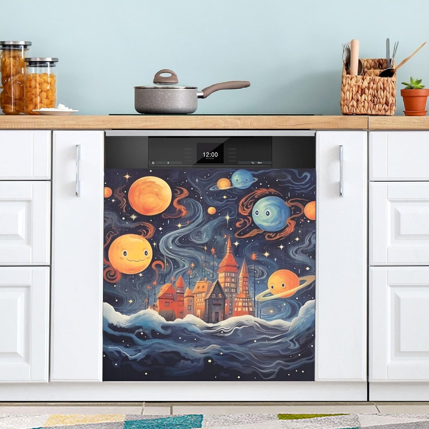 Coolnut Magnetic Dishwasher Stickers Fantasy Space Kitchen Dishwasher ...