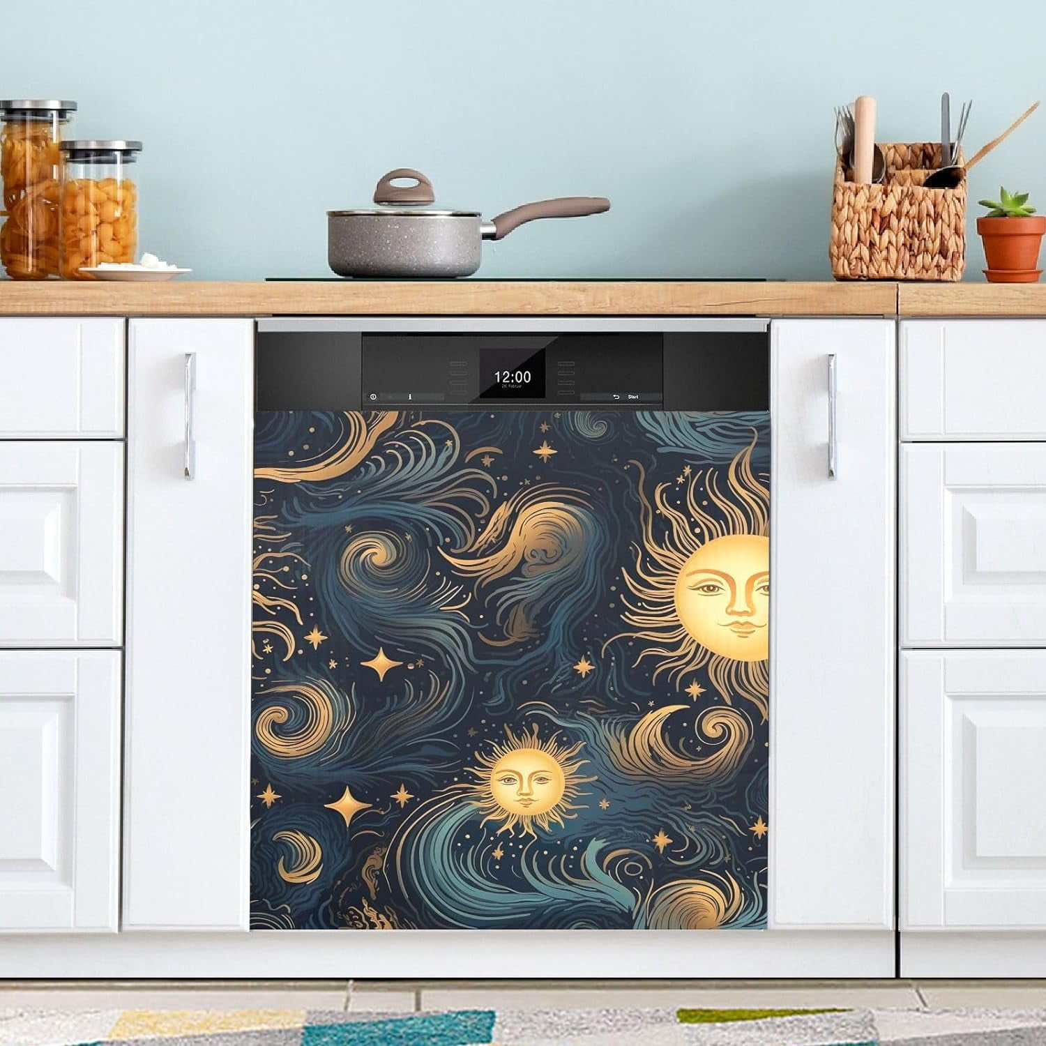 Coolnut Magnetic Dishwasher Stickers Golden Sun and Moon Kitchen ...