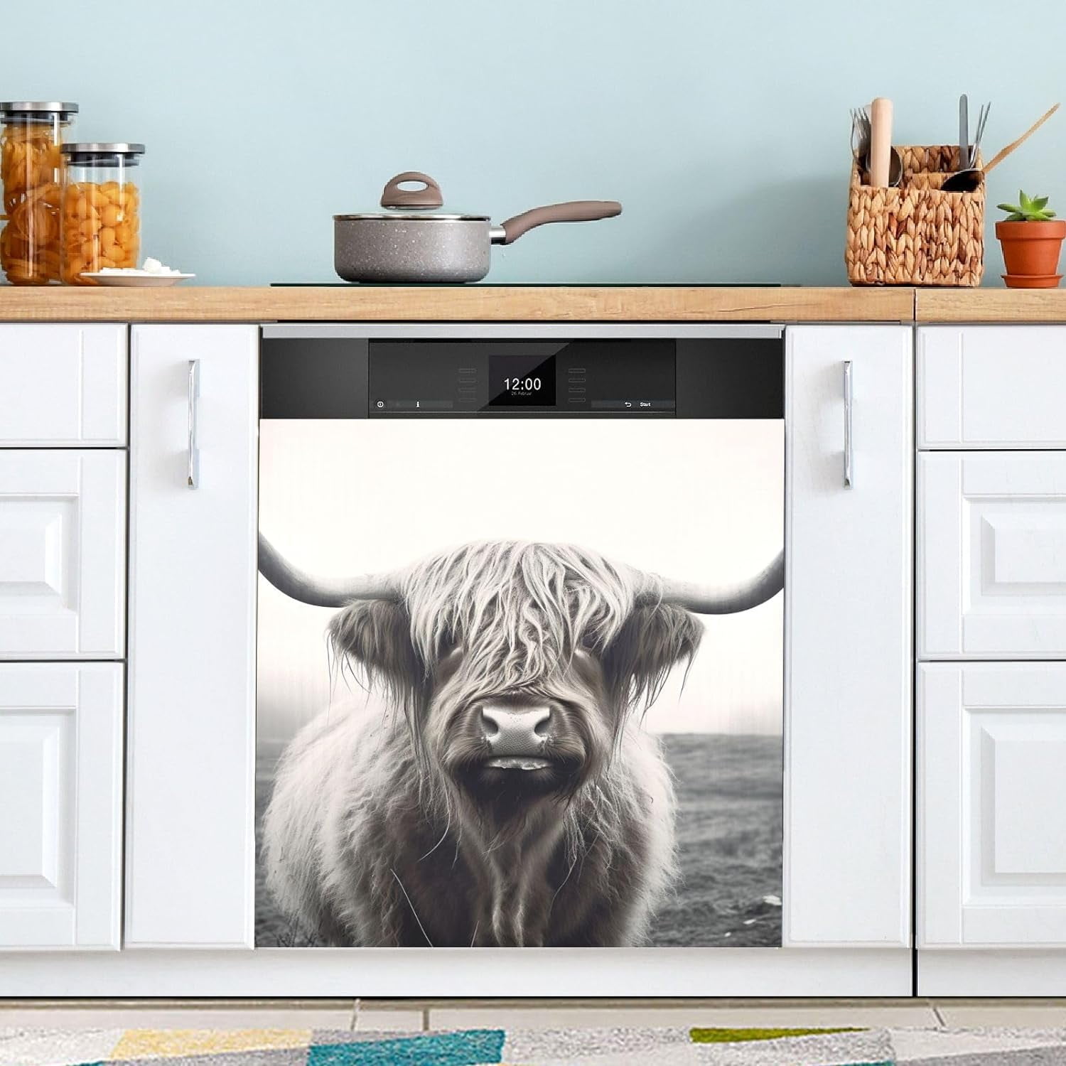 Coolnut Magnetic Dishwasher Stickers Highland Cow Kitchen Dishwasher ...