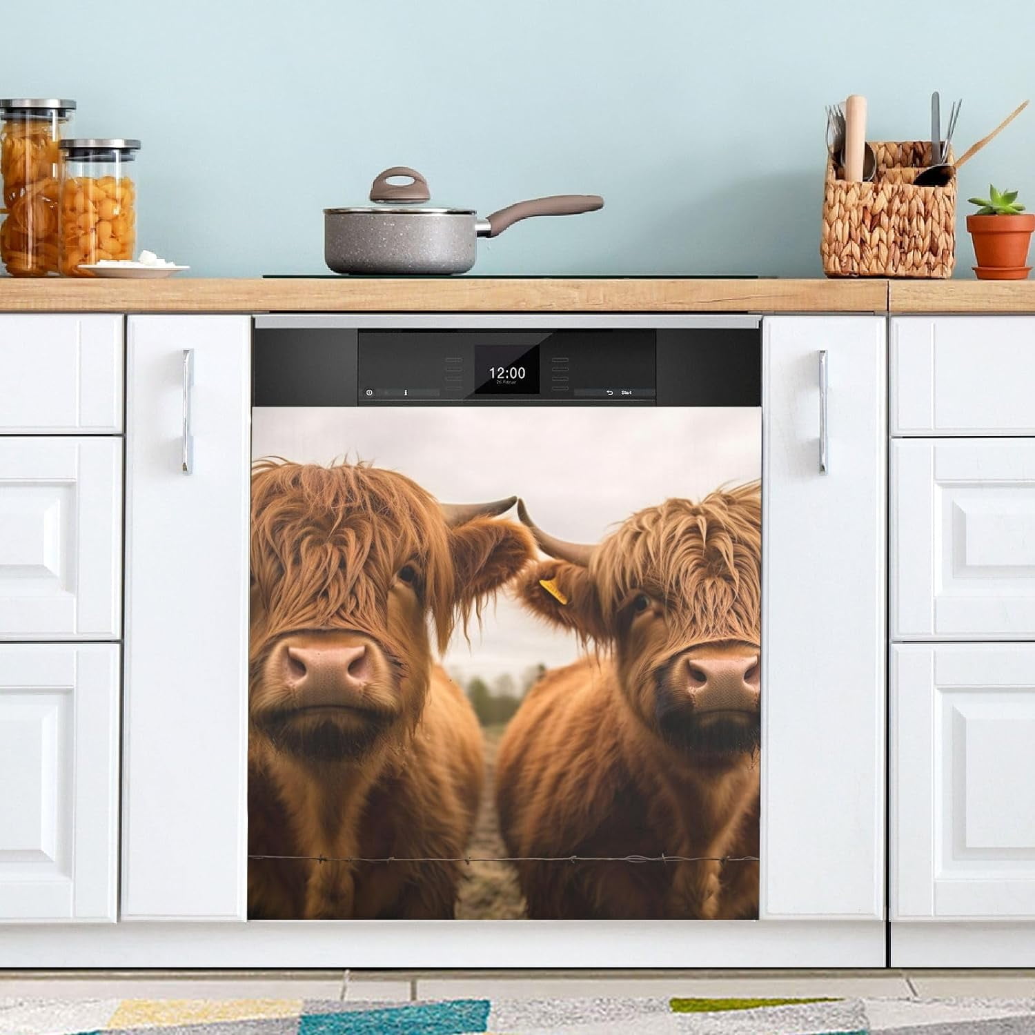 Coolnut Magnetic Dishwasher Stickers Highland Cow Kitchen Dishwasher ...