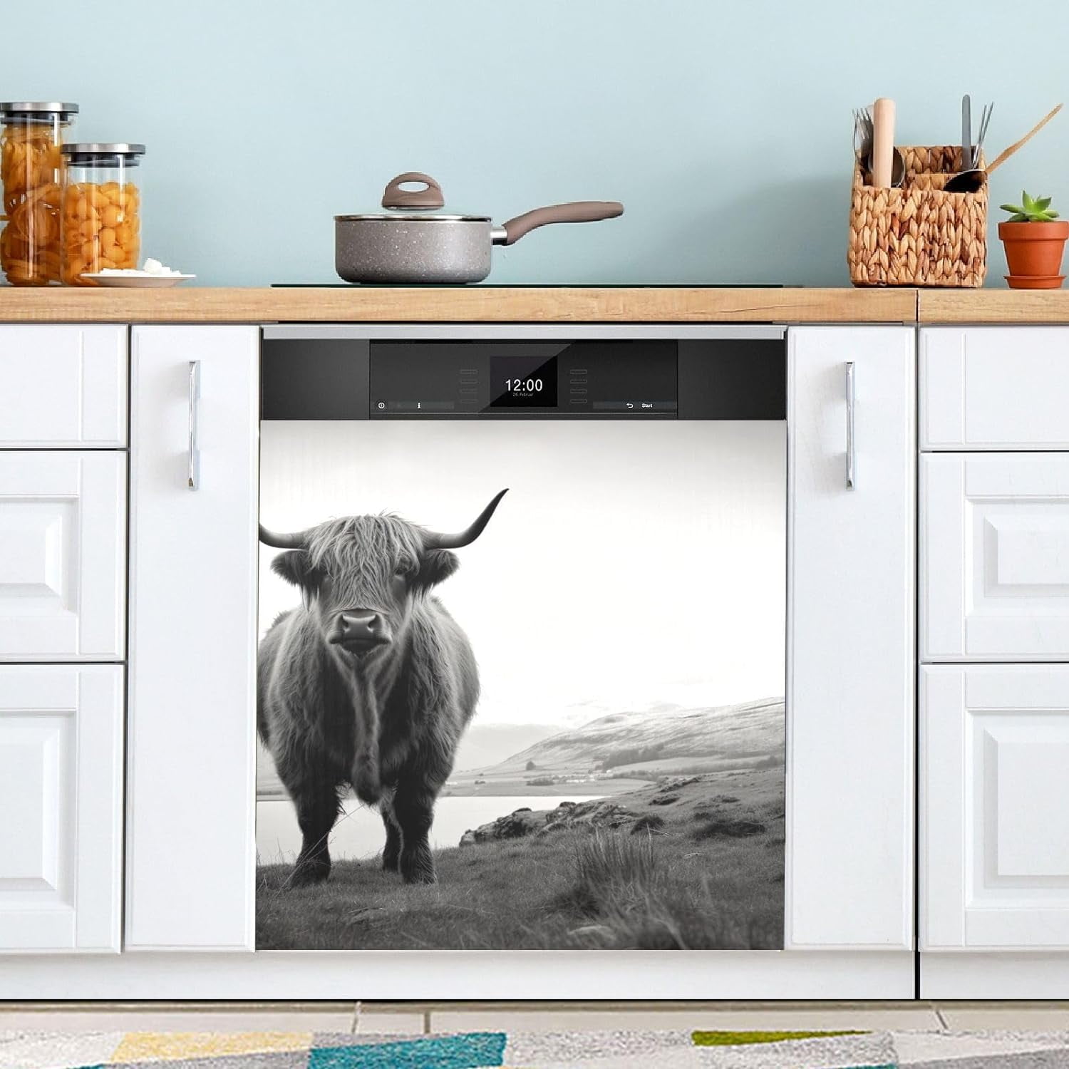 Coolnut Magnetic Dishwasher Stickers Highland Cow Kitchen Dishwasher ...
