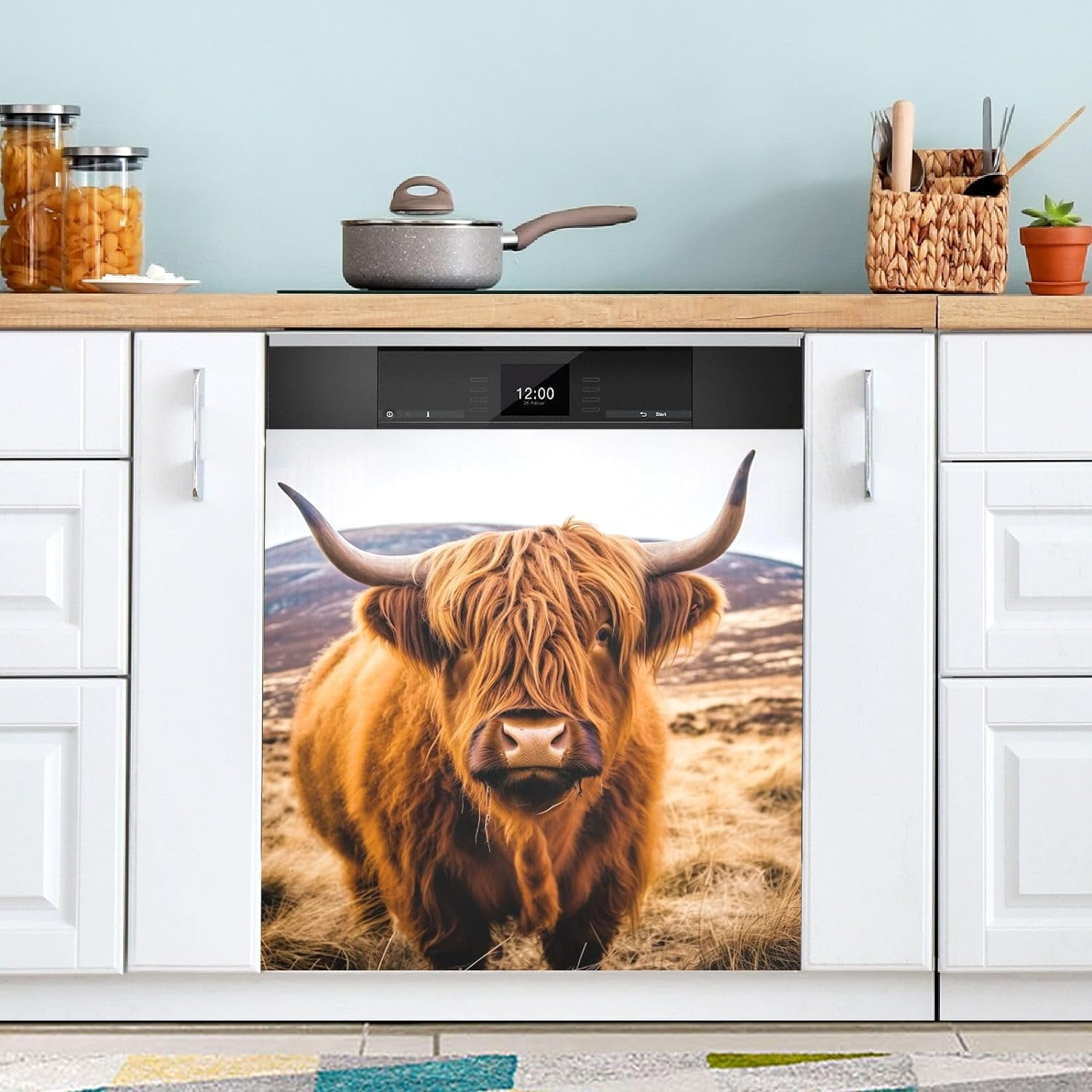 Coolnut Magnetic Dishwasher Stickers Highland Cow Kitchen Dishwasher ...