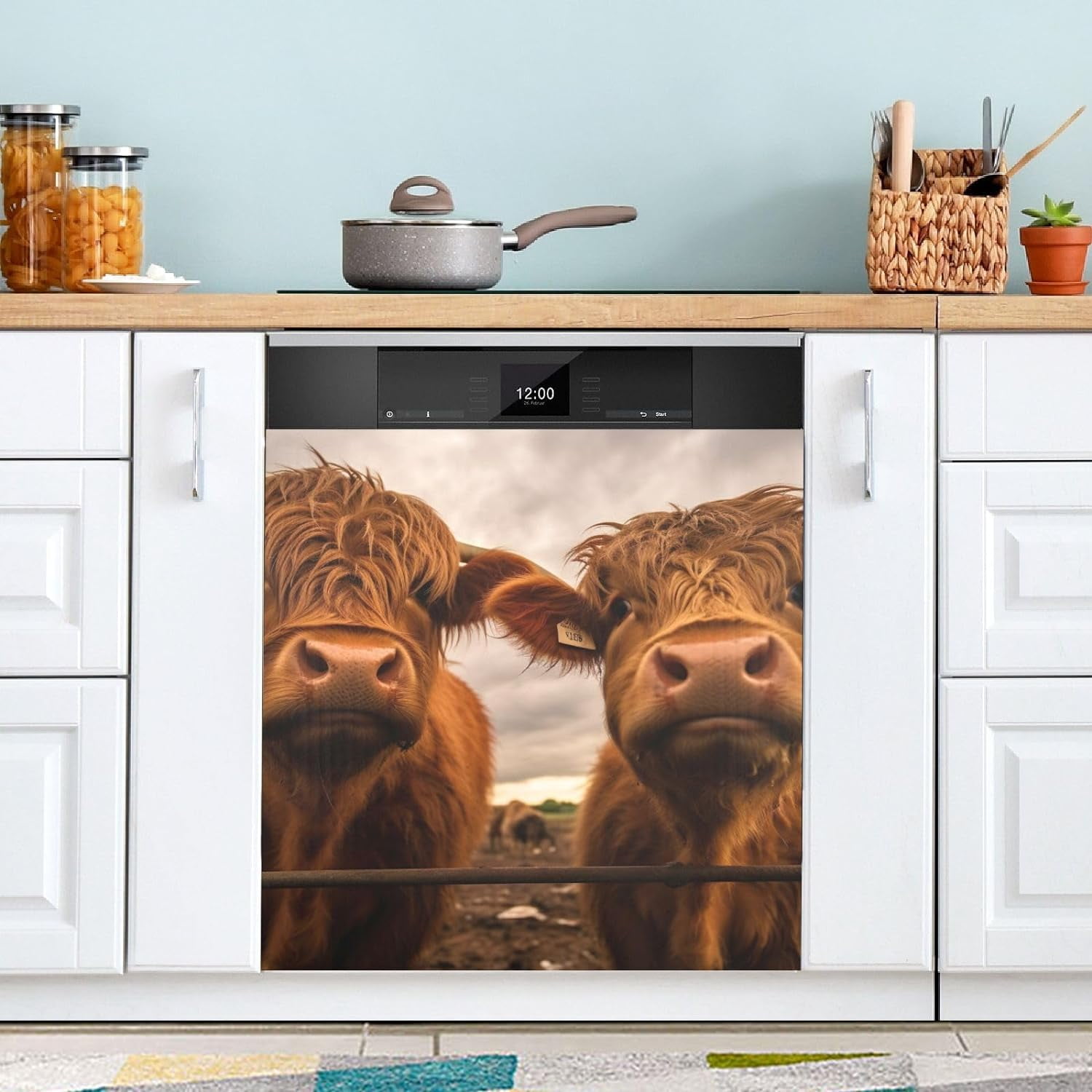 Coolnut Magnetic Dishwasher Stickers Highland Cows Kitchen Dishwasher ...