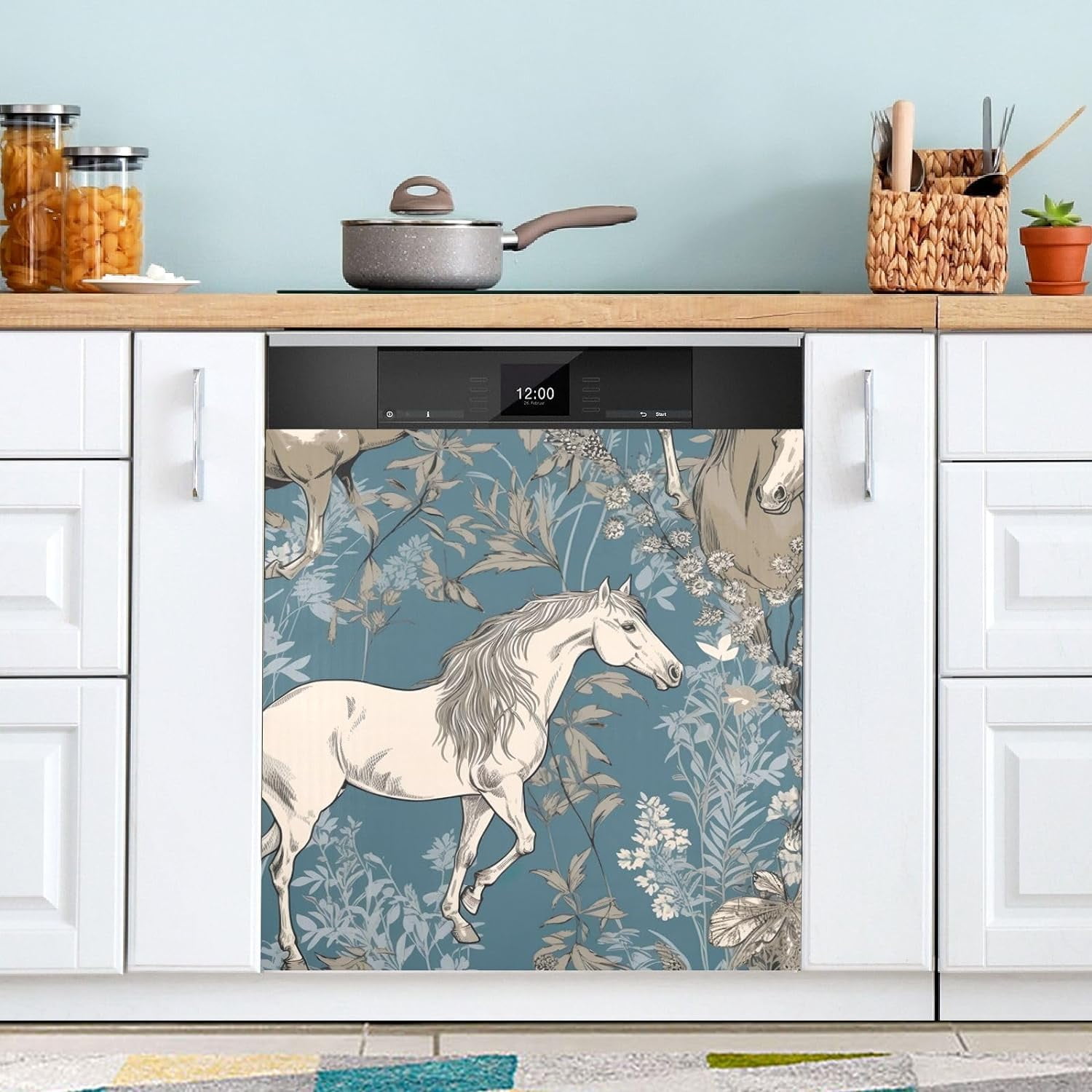 Coolnut Magnetic Dishwasher Stickers Horse Doodles Kitchen Dishwasher ...