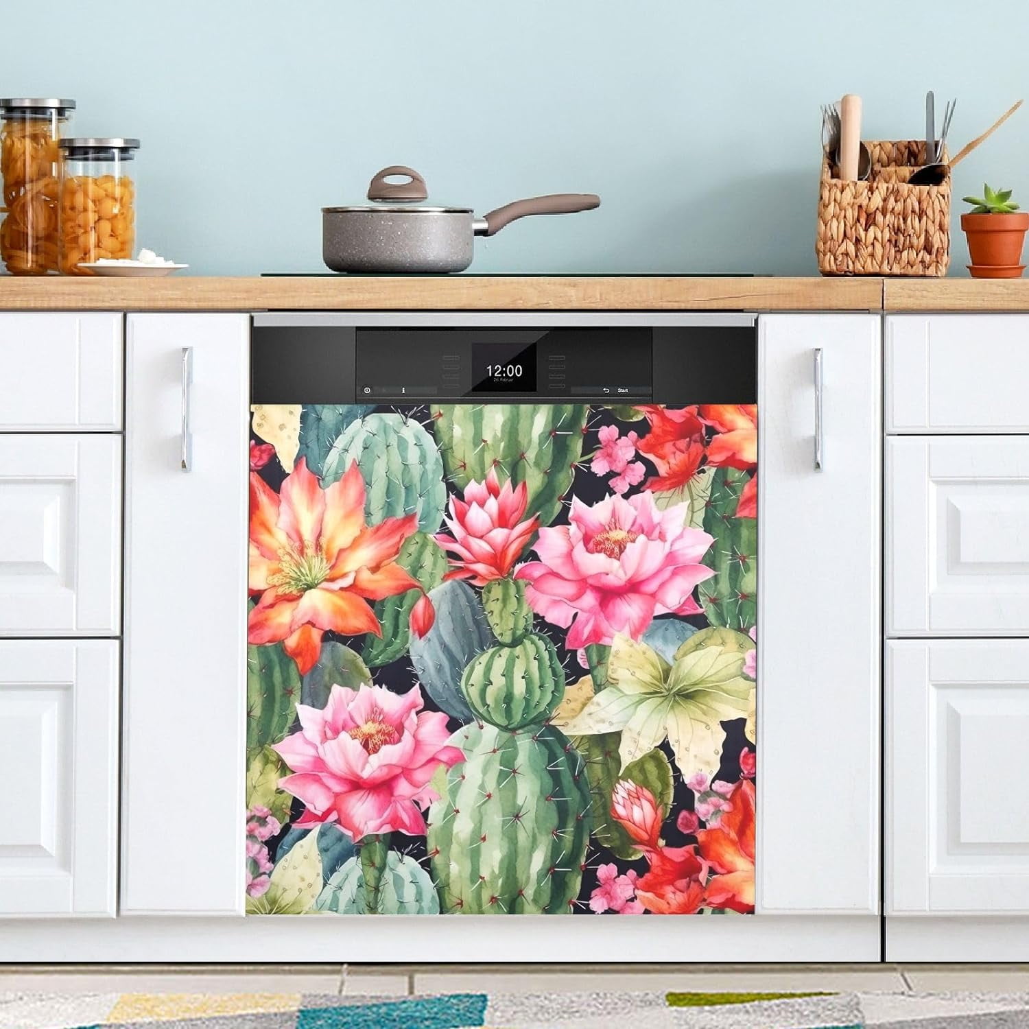 Coolnut Magnetic Dishwasher Stickers Watercolor Cactus Kitchen ...