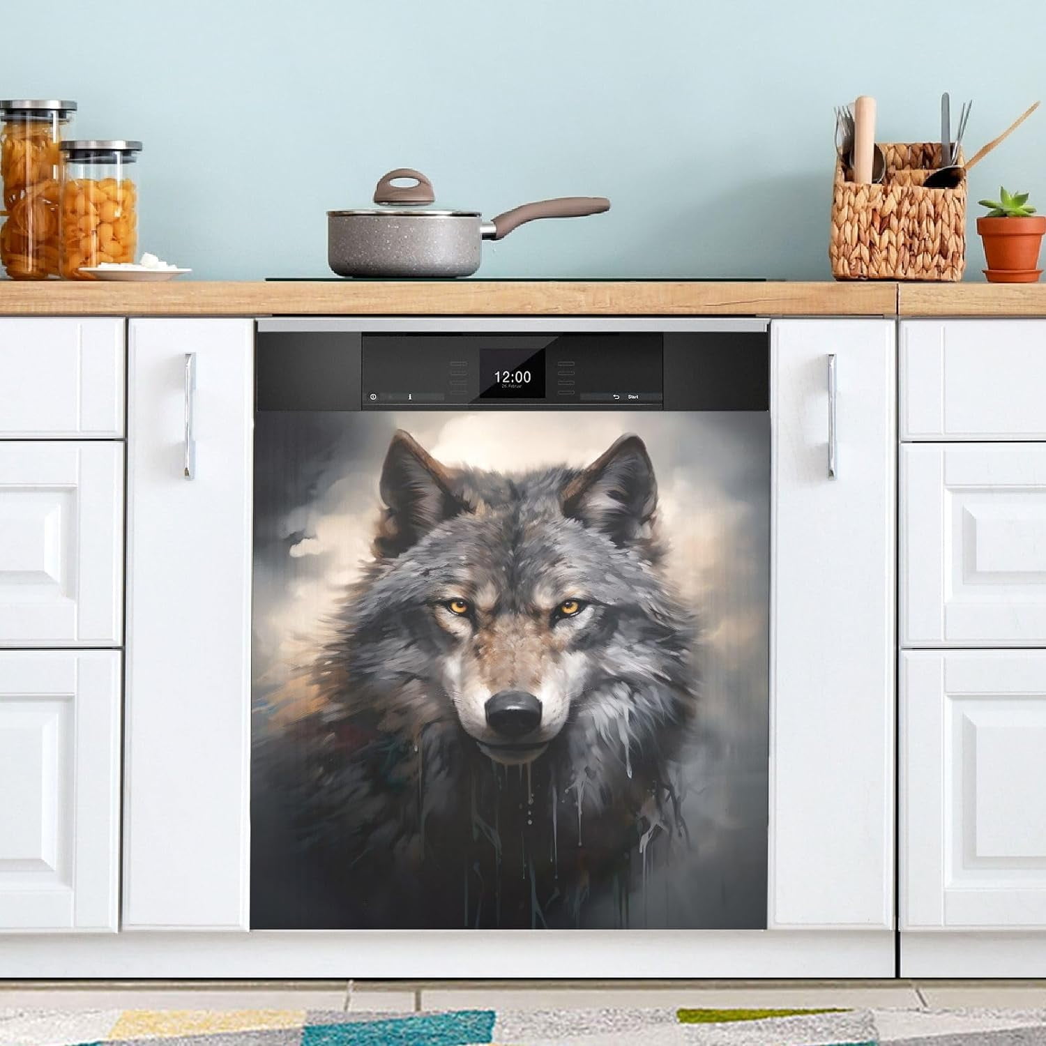 Coolnut Magnetic Dishwasher Stickers Wolf Portrait Kitchen Dishwasher ...
