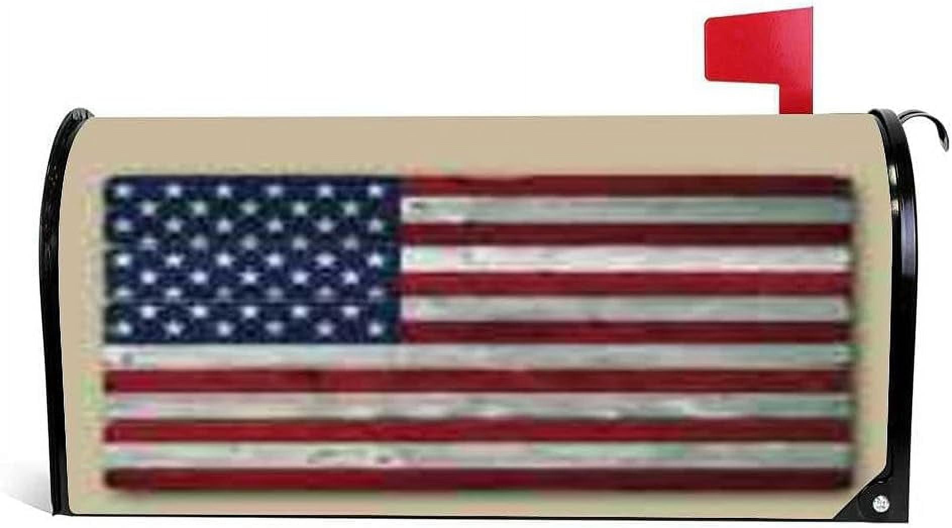 Coolnut Magnetic Mailbox Cover, American Flag Painted On Wood Post Mail ...