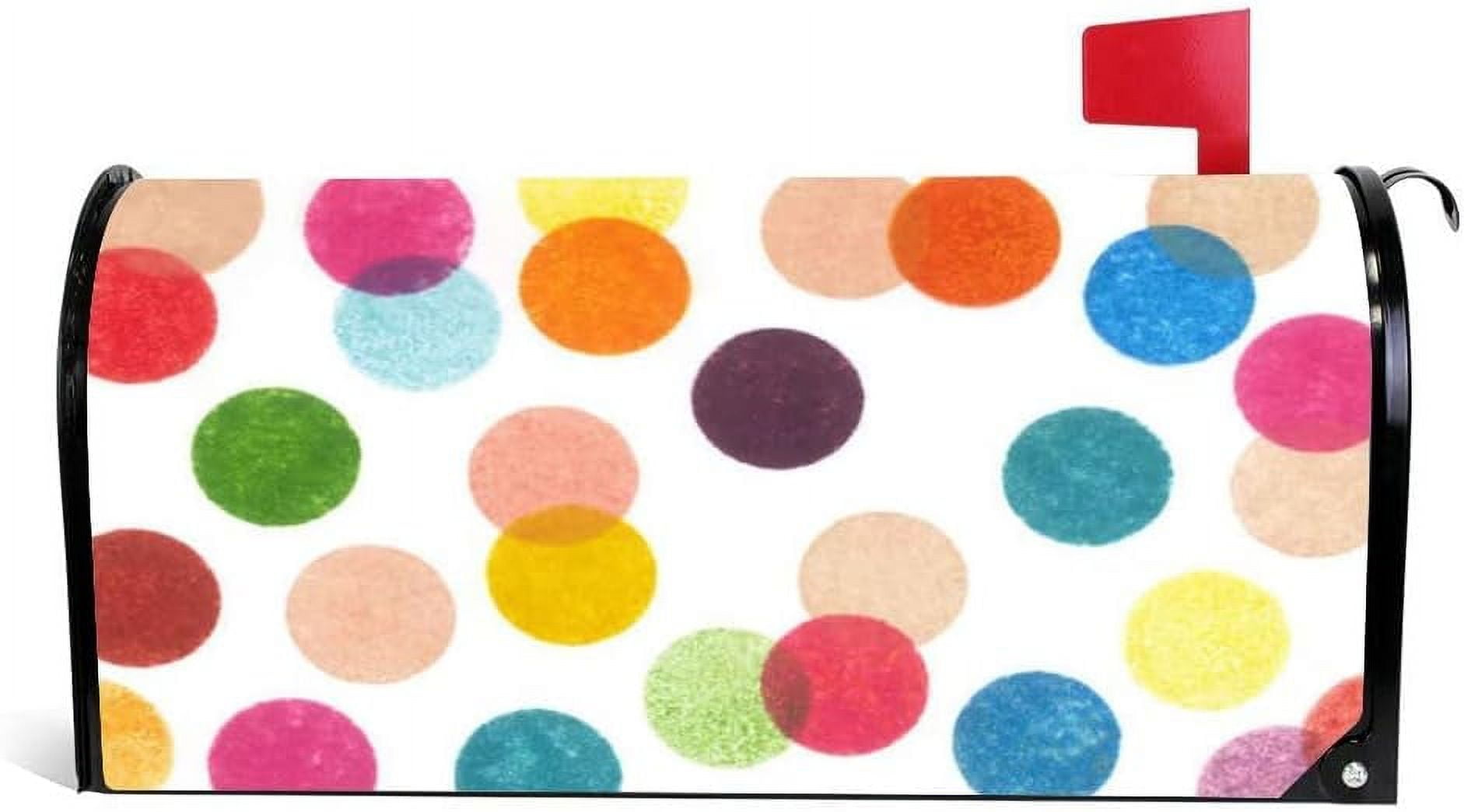 Coolnut Magnetic Mailbox Cover, Colorful Polka Dot Post Mail Box Cover ...