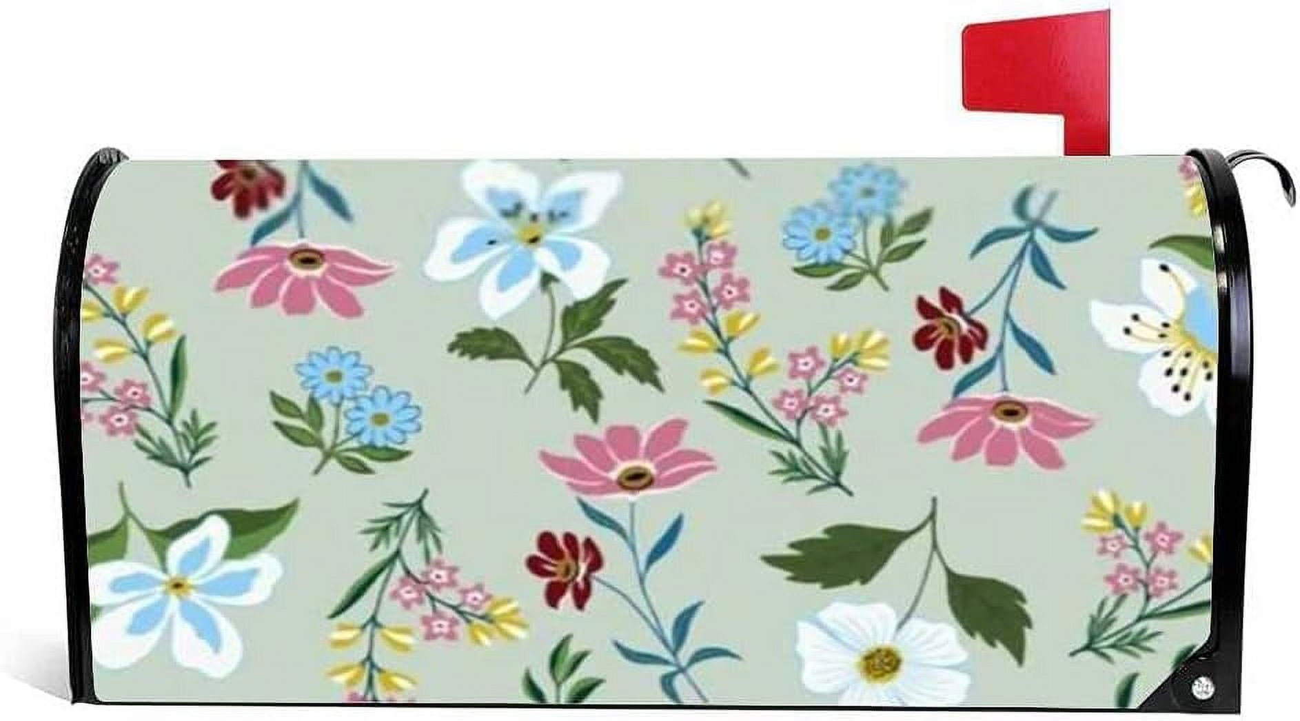 Coolnut Magnetic Mailbox Cover, Elegant Flowers and Leaves Post Mail ...