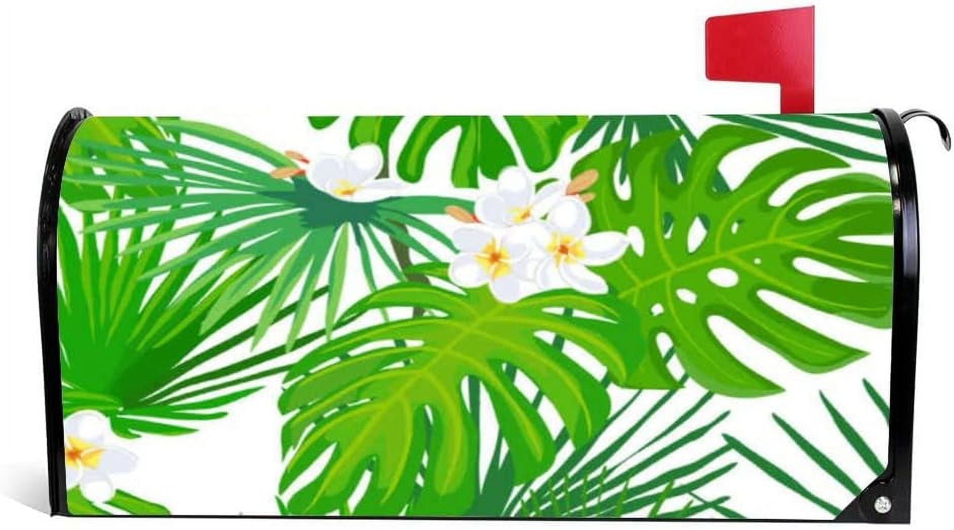 Coolnut Magnetic Mailbox Cover, Exotic Green Tropical Flowers and ...