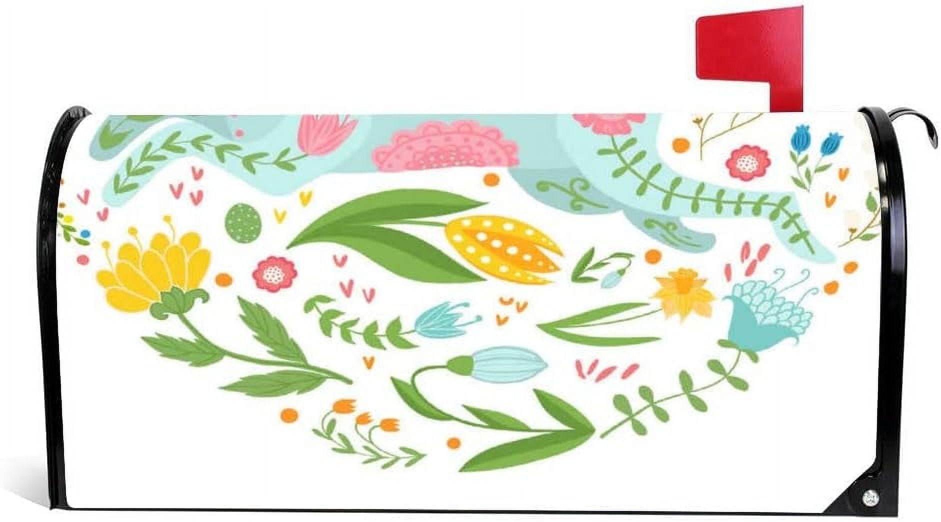 Coolnut Magnetic Mailbox Cover, Rabbit and Flowers in a Scandinavian ...