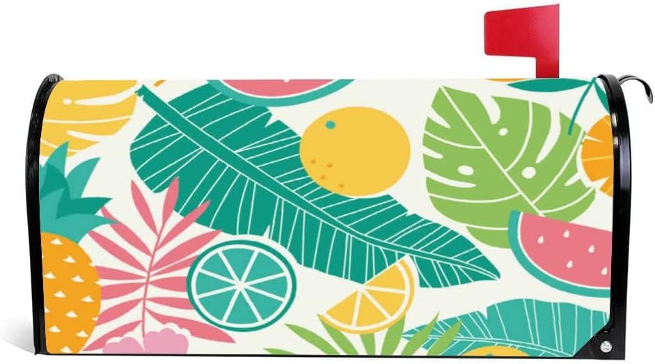 Coolnut Magnetic Mailbox Cover, Tropical Summer Fruits Flowers Post ...