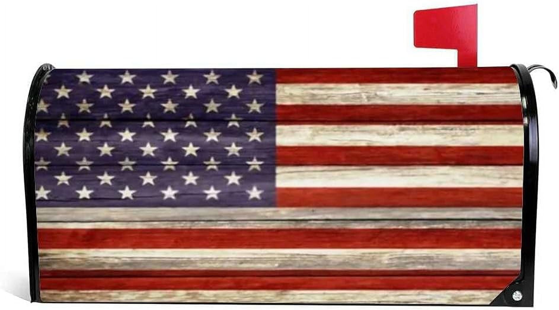 Coolnut Magnetic Mailbox Cover, United States Flag Wooden Design Post ...
