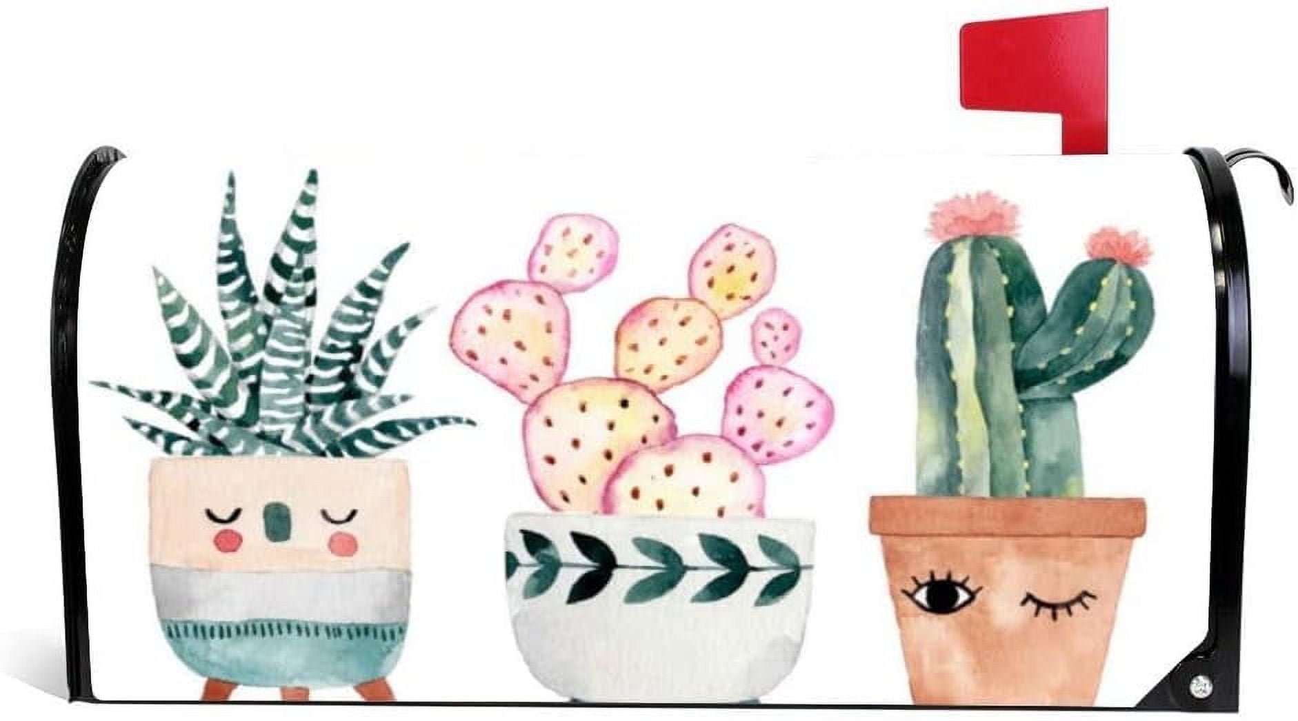 Coolnut Magnetic Mailbox Cover, Watercolor Cactus and Succulents Post ...