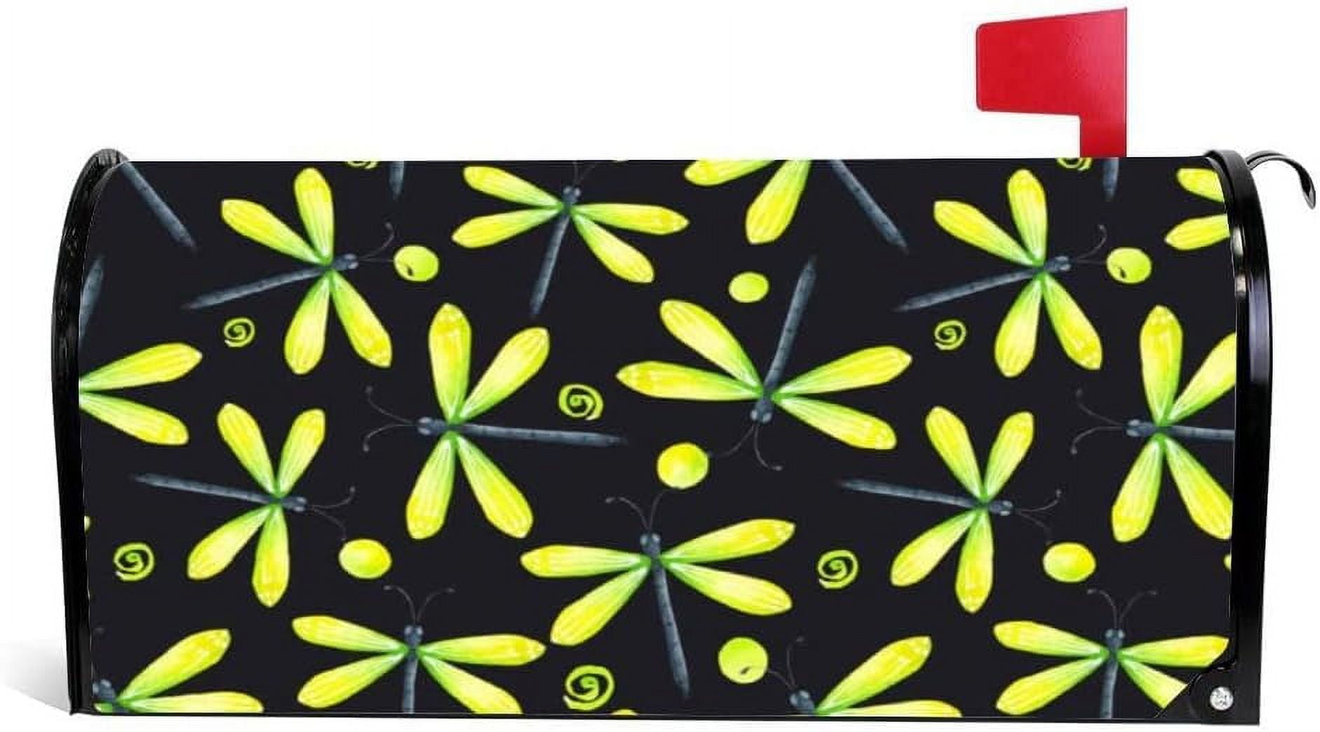 Coolnut Magnetic Mailbox Cover, Watercolor Yellow and Green Dragonfly ...