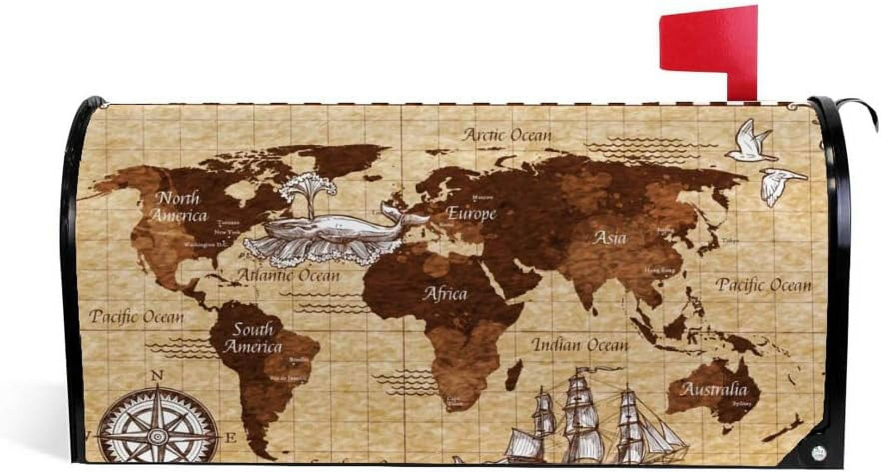 Coolnut Mailbox Cover Ancient World Map Post Mail Box Cover Magnetic ...