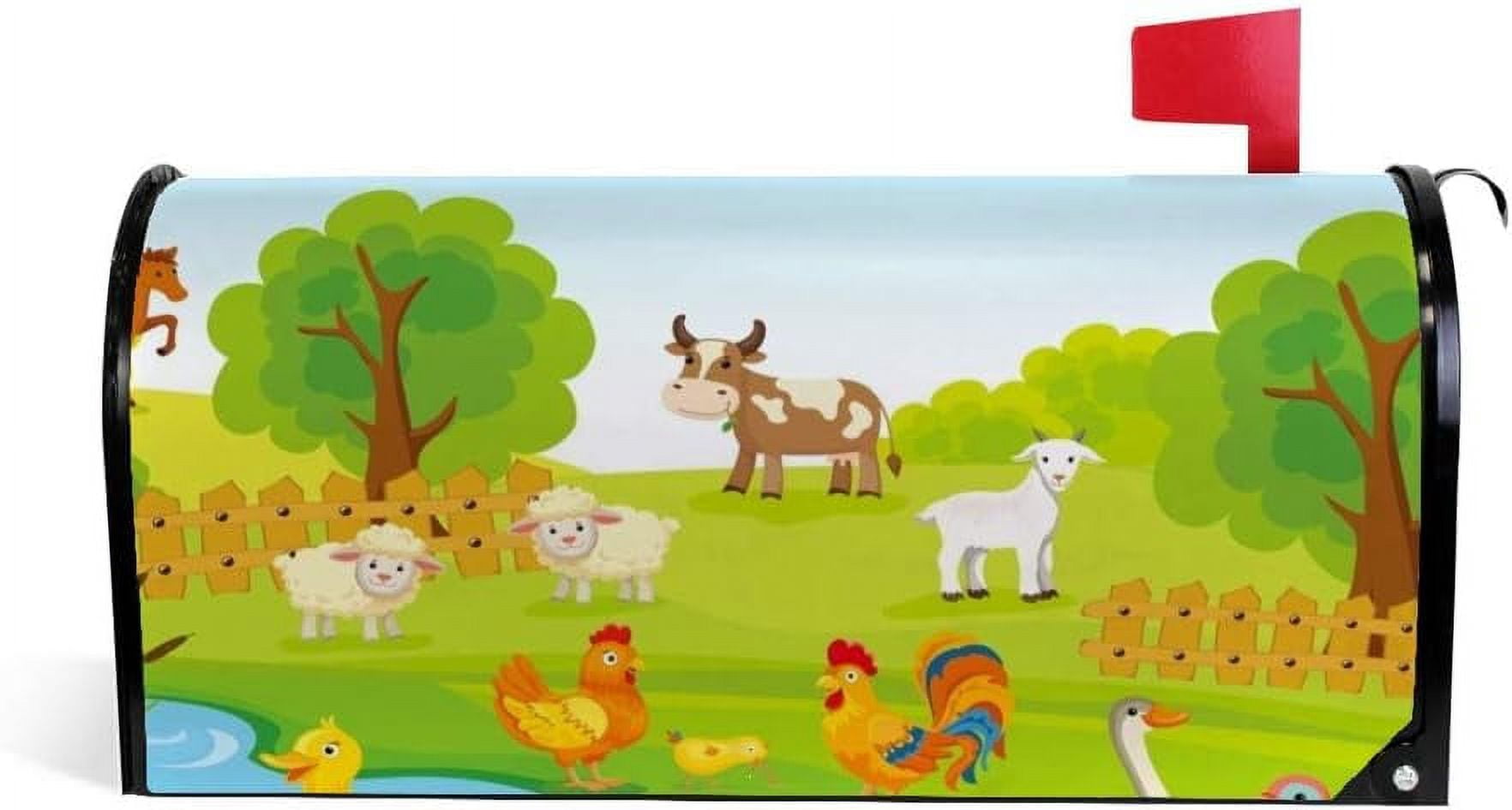 Coolnut Mailbox Cover Farm Background with Animals Post Mail Box Cover ...