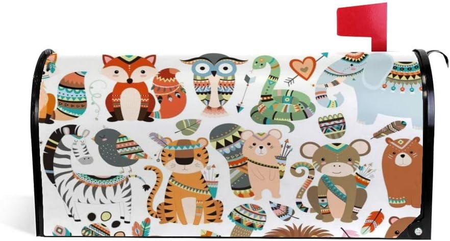 Coolnut Mailbox Cover Jungle Tribal Animals Post Mail Box Cover ...