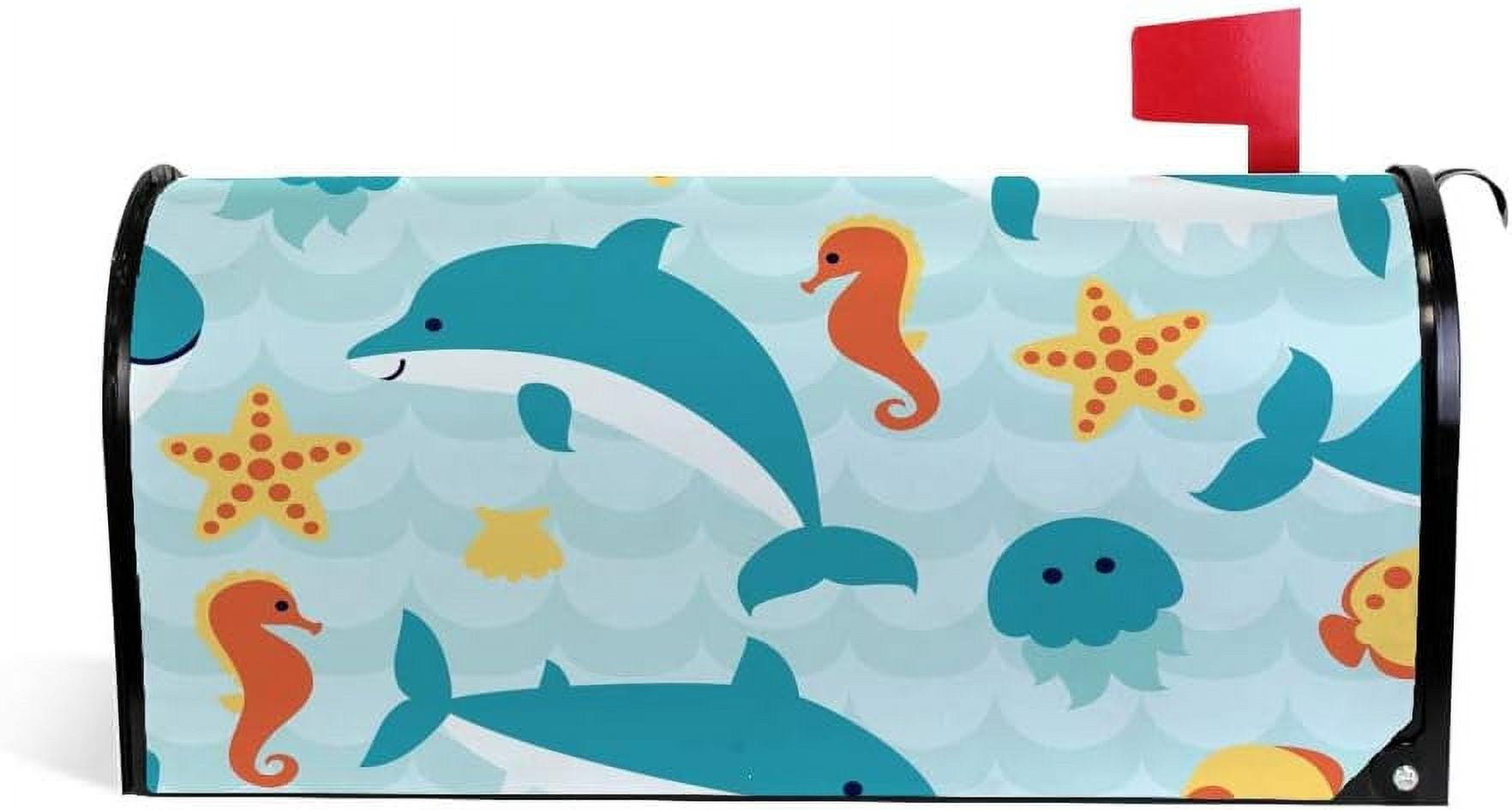 Coolnut Mailbox Cover Sea Creatures On Blue Wave Post Mail Box Cover ...