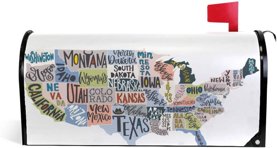 Coolnut Mailbox Covers, Magnetic Standard Size USA Map with States ...
