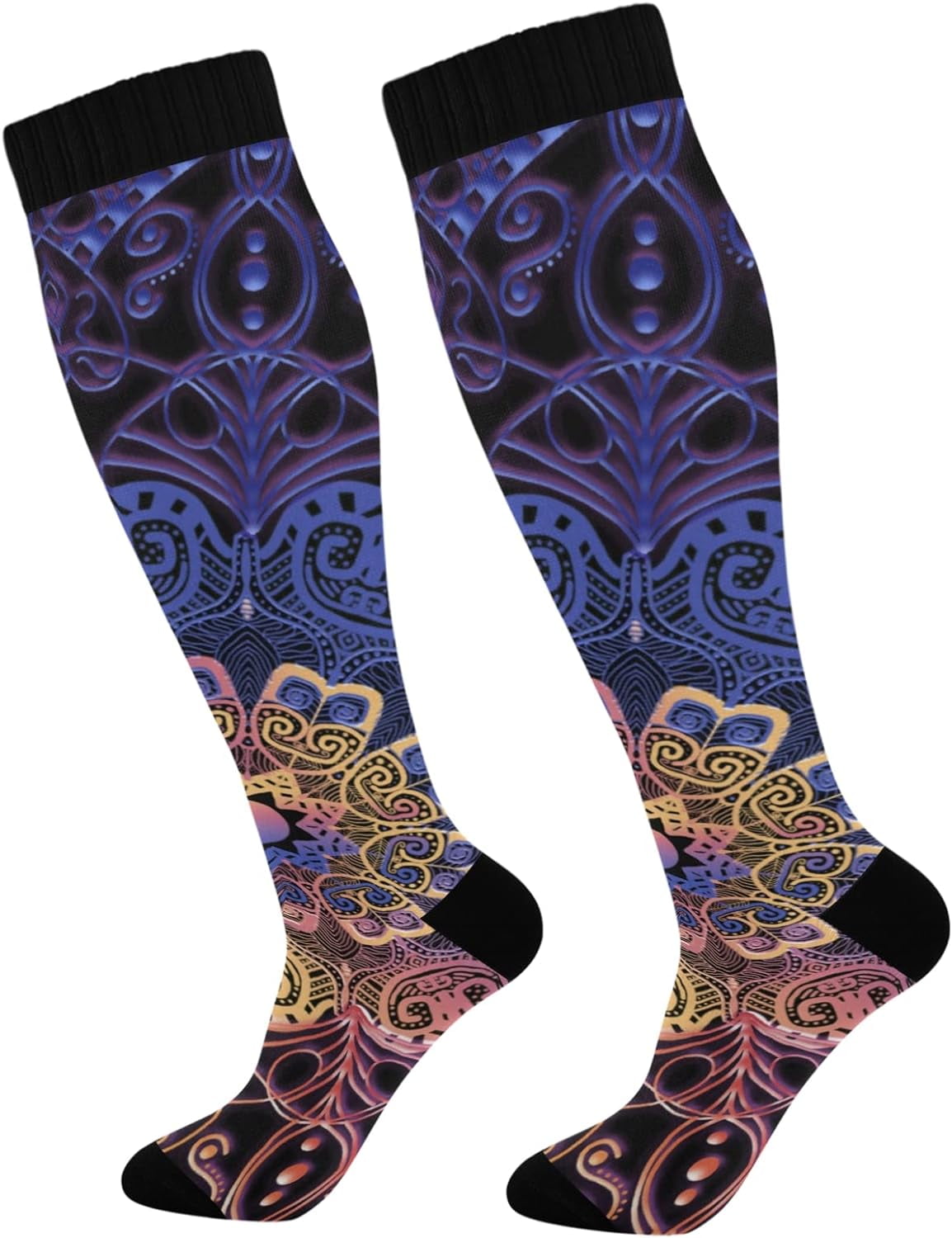 Coolnut Mandala Compression Socks, 1 Pack Women Men Long Stocking (20 ...