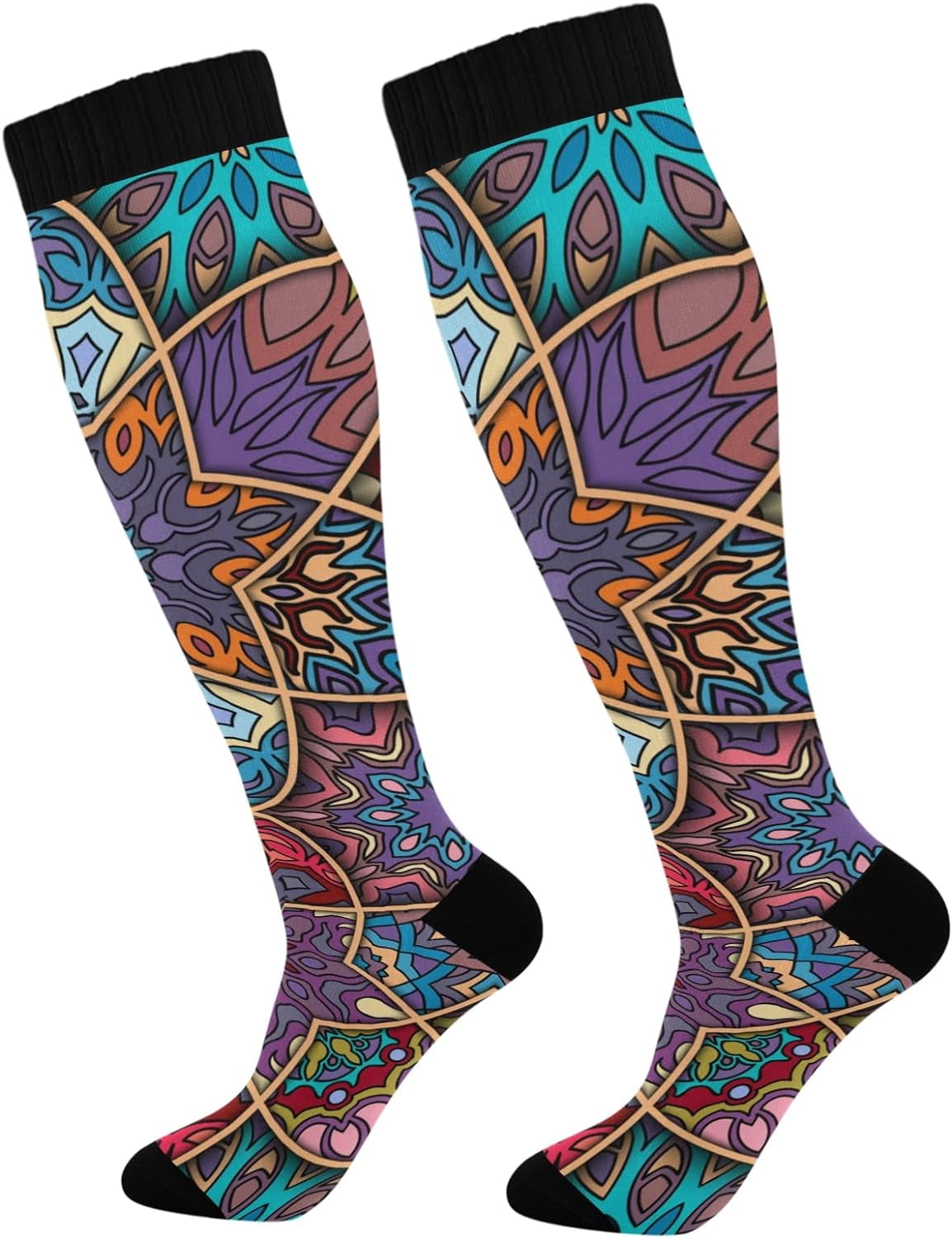Coolnut Mandala Compression Socks, 1 Pack Women Men Long Stocking (20 ...