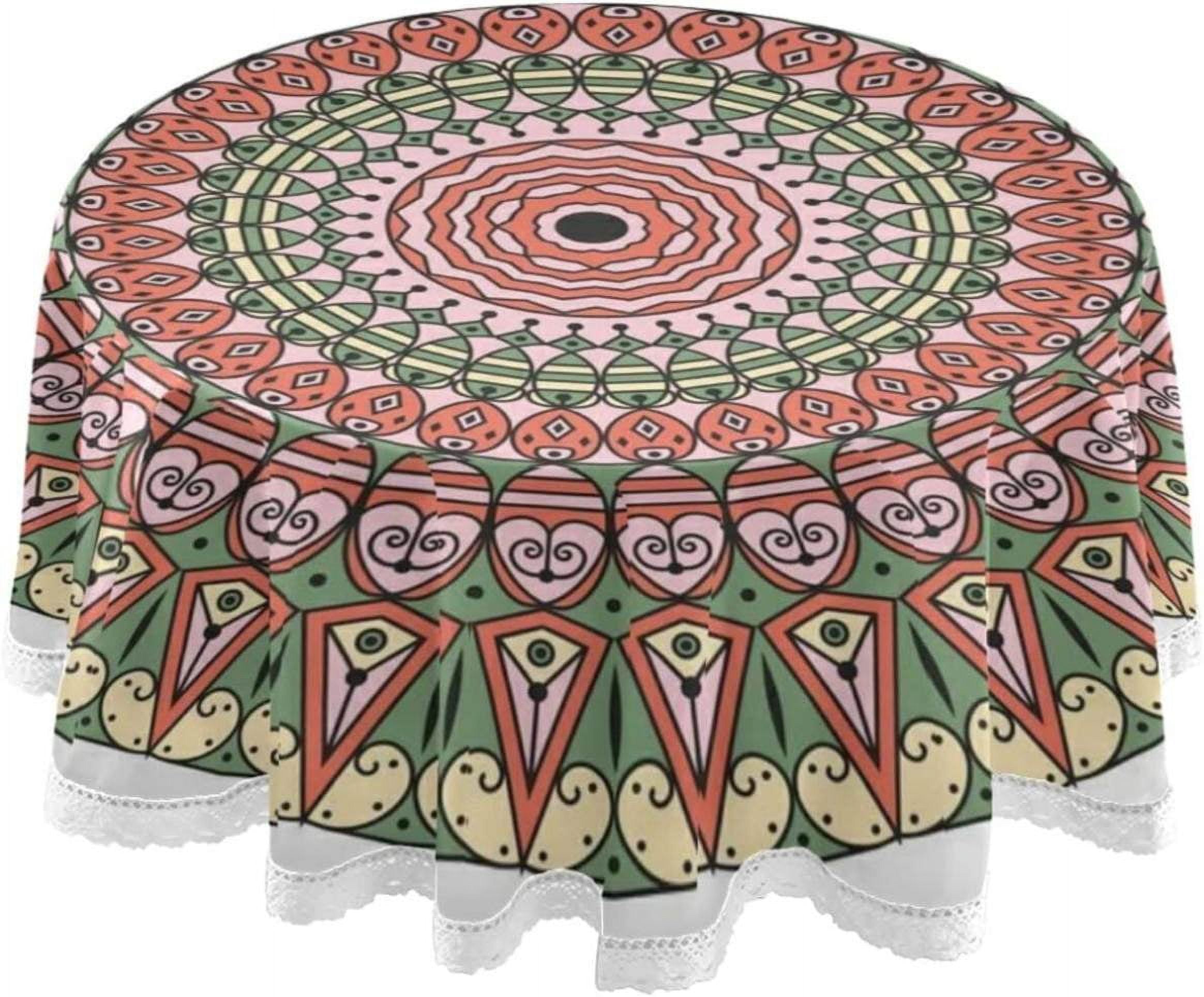 Coolnut Mandala Round Tablecloth 60In,Table Cover Water Resistant Spill ...