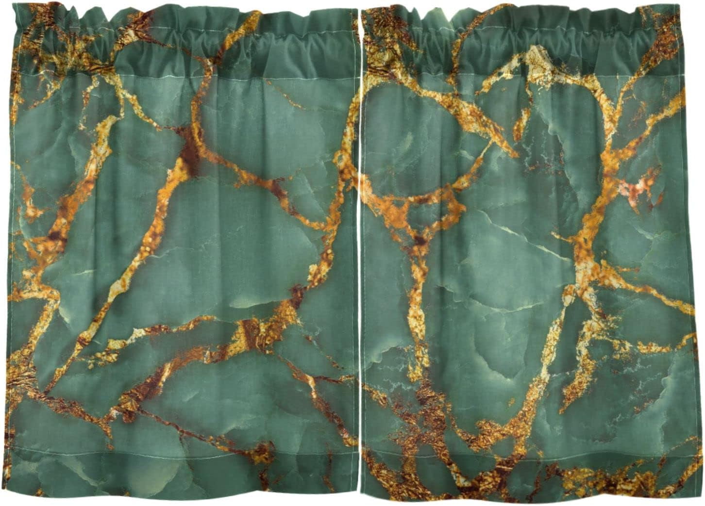Coolnut Marble Texture Kitchen Curtains 2 Panels, UV Protected Tier ...