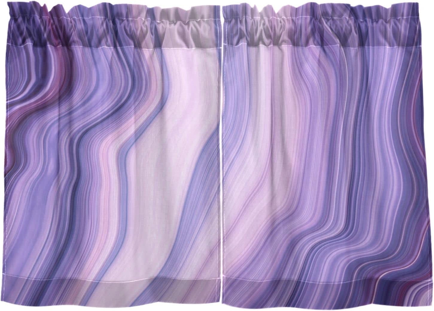 Coolnut Marble Texture Kitchen Curtains 2 Panels, UV Protected Tier ...