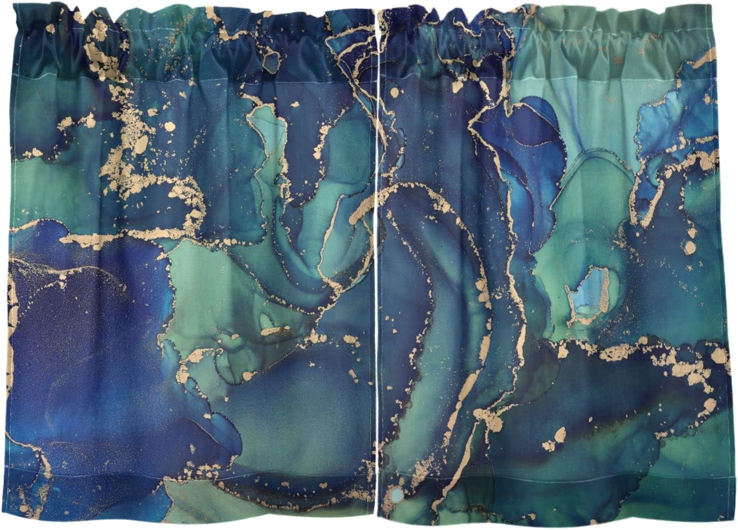 Coolnut Marble Texture Kitchen Curtains 2 Panels, UV Protected Tier ...