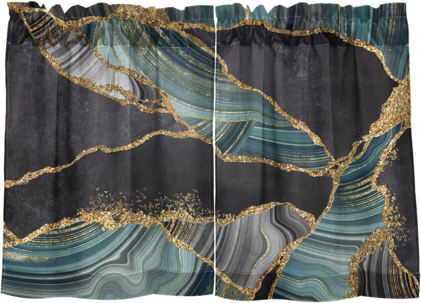Coolnut Marble Texture Kitchen Curtains 2 Panels, UV Protected Tier ...