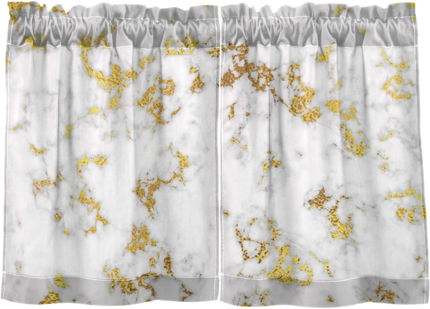 Coolnut Marble Texture Kitchen Curtains 2 Panels, UV Protected Tier ...