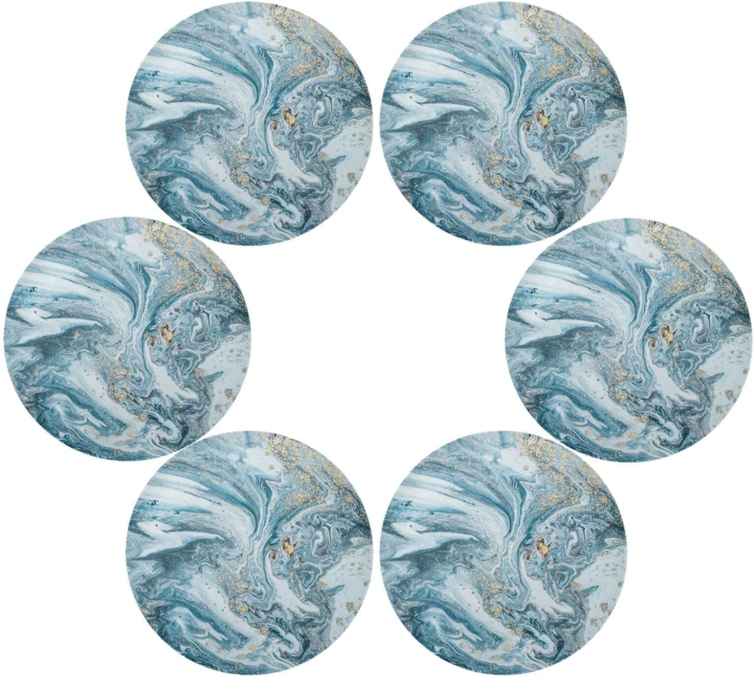 Coolnut Marble Texture Round Placemats for Dining Table Non-Slip Heat ...
