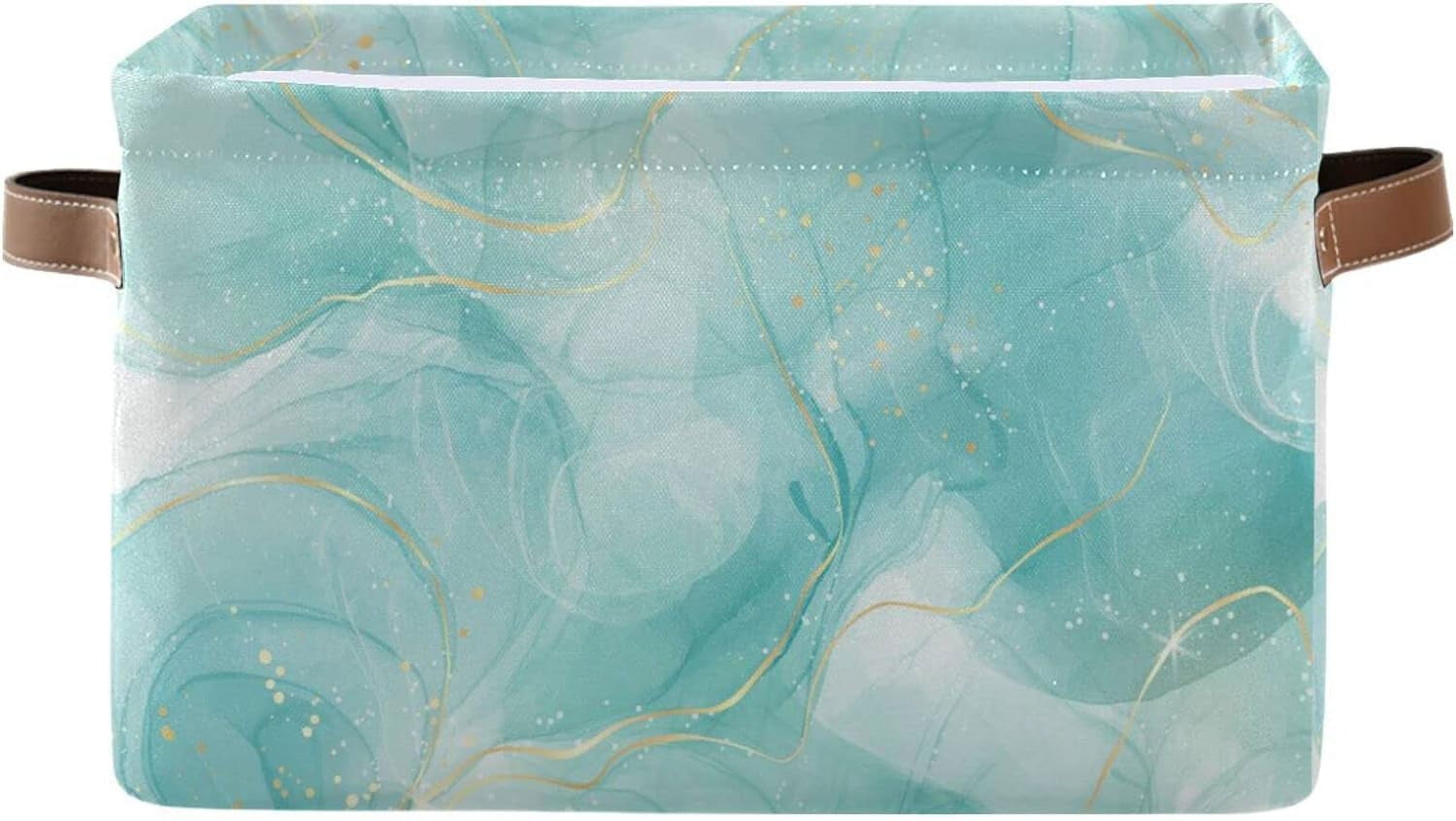 Coolnut Marble Watercolor Green Large Square Storage Basket Bin with ...