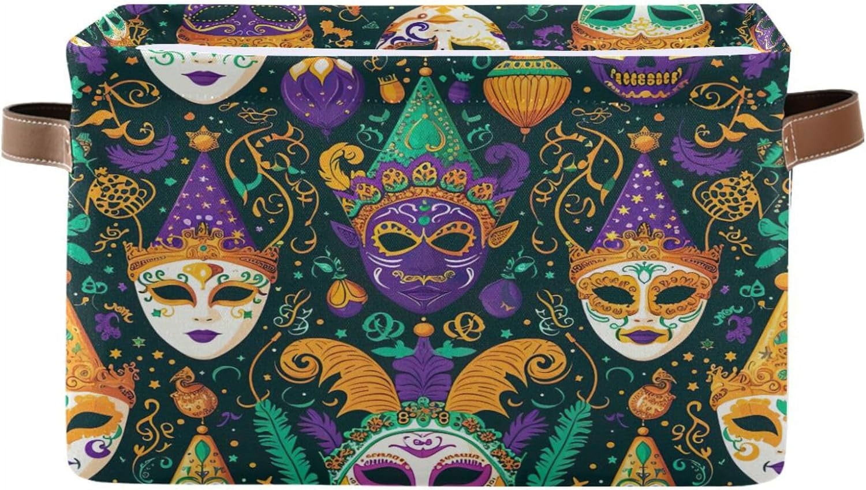 Coolnut Mardi Gras Carnival Mask Feathers Large Storage Basket 1PCS ...