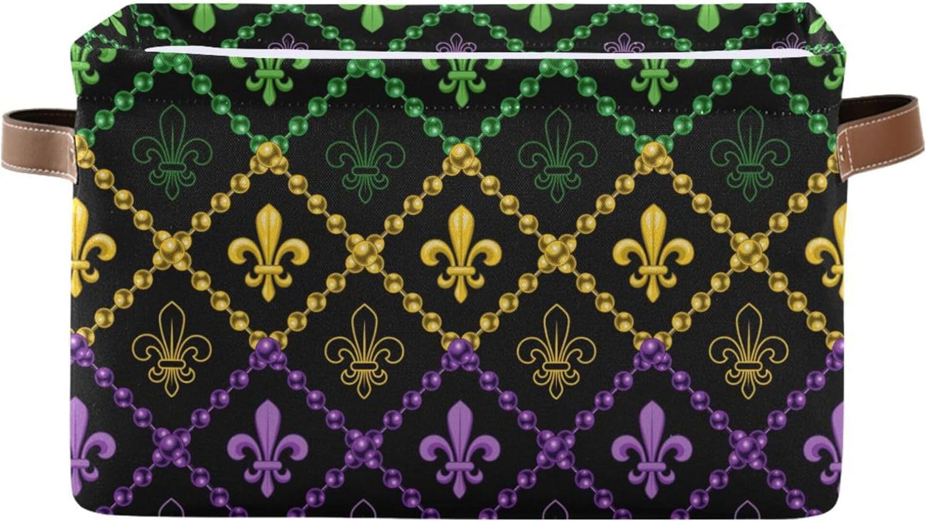 Coolnut Mardi Gras Carnival Storage Basket Foldable Storage Bin, Canvas ...