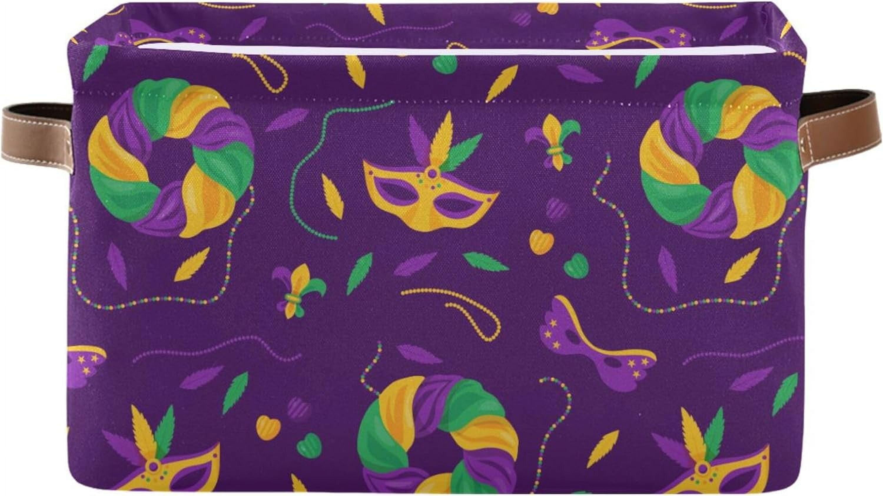 Coolnut Mardi Gras Carnival Storage Basket Foldable Storage Bin, Canvas ...