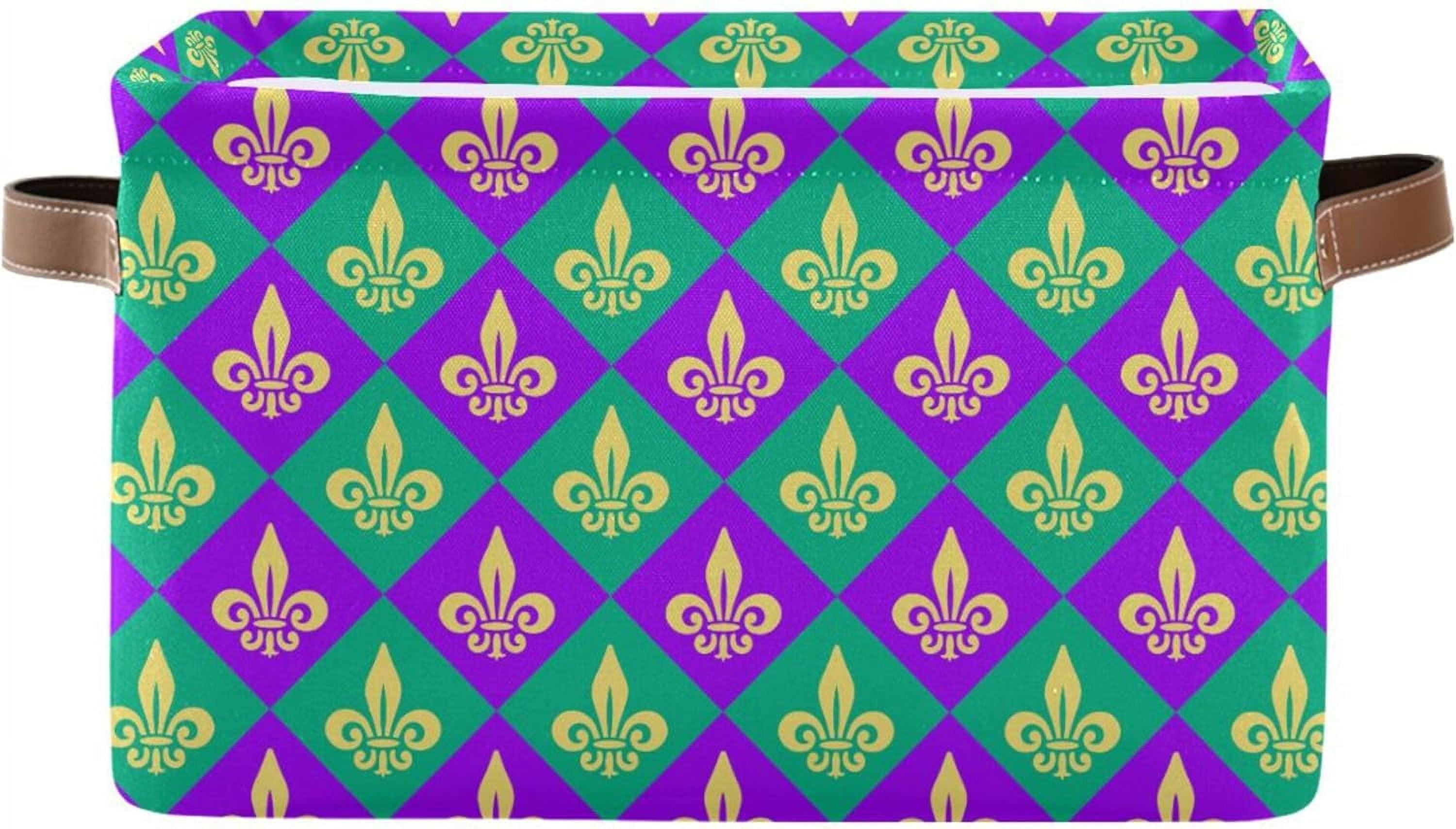 Coolnut Mardi Gras Carnival Storage Basket Foldable Storage Bin, Canvas ...